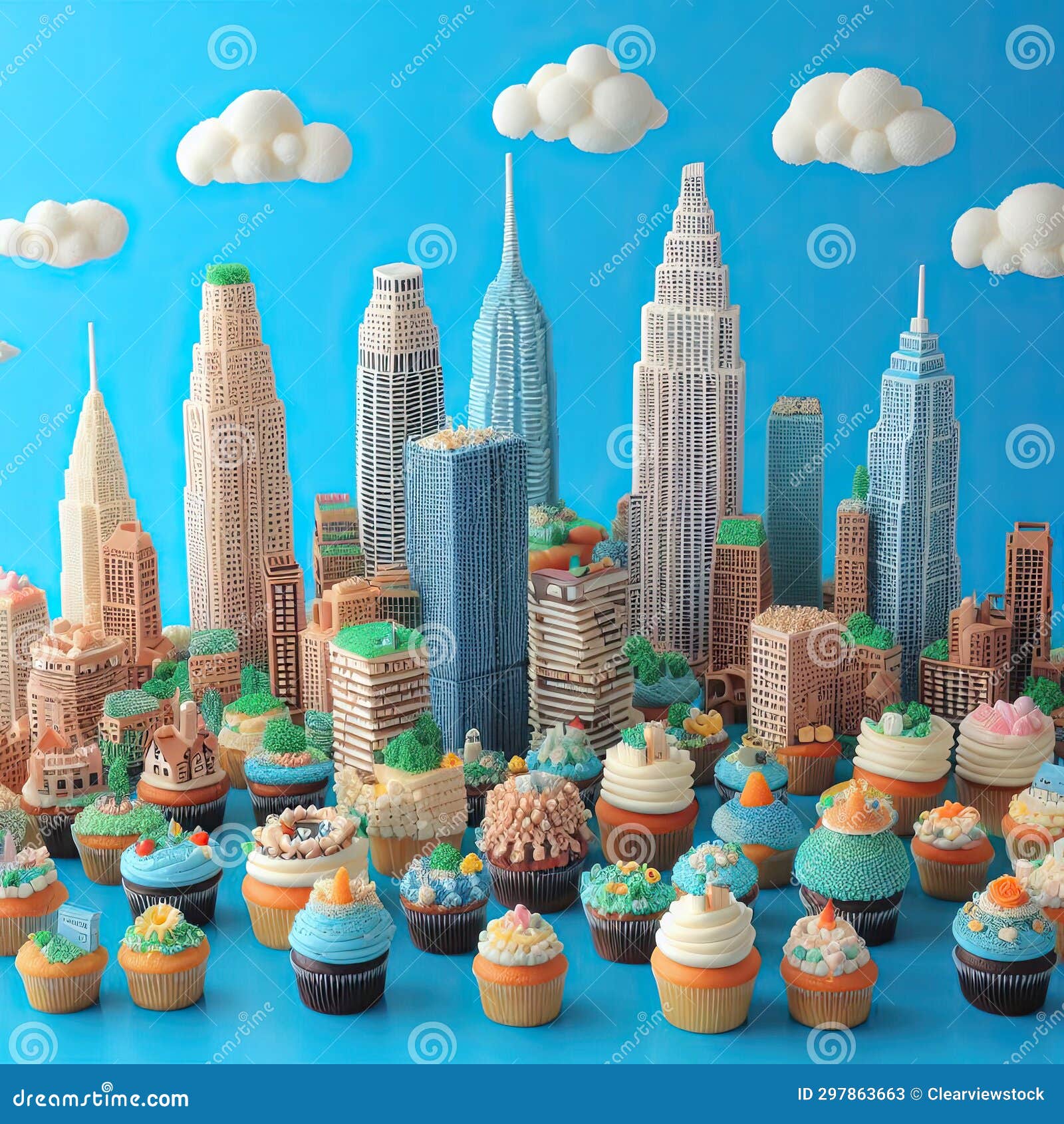Model of a City Made from Cake and Cupcakes Stock Illustration ...