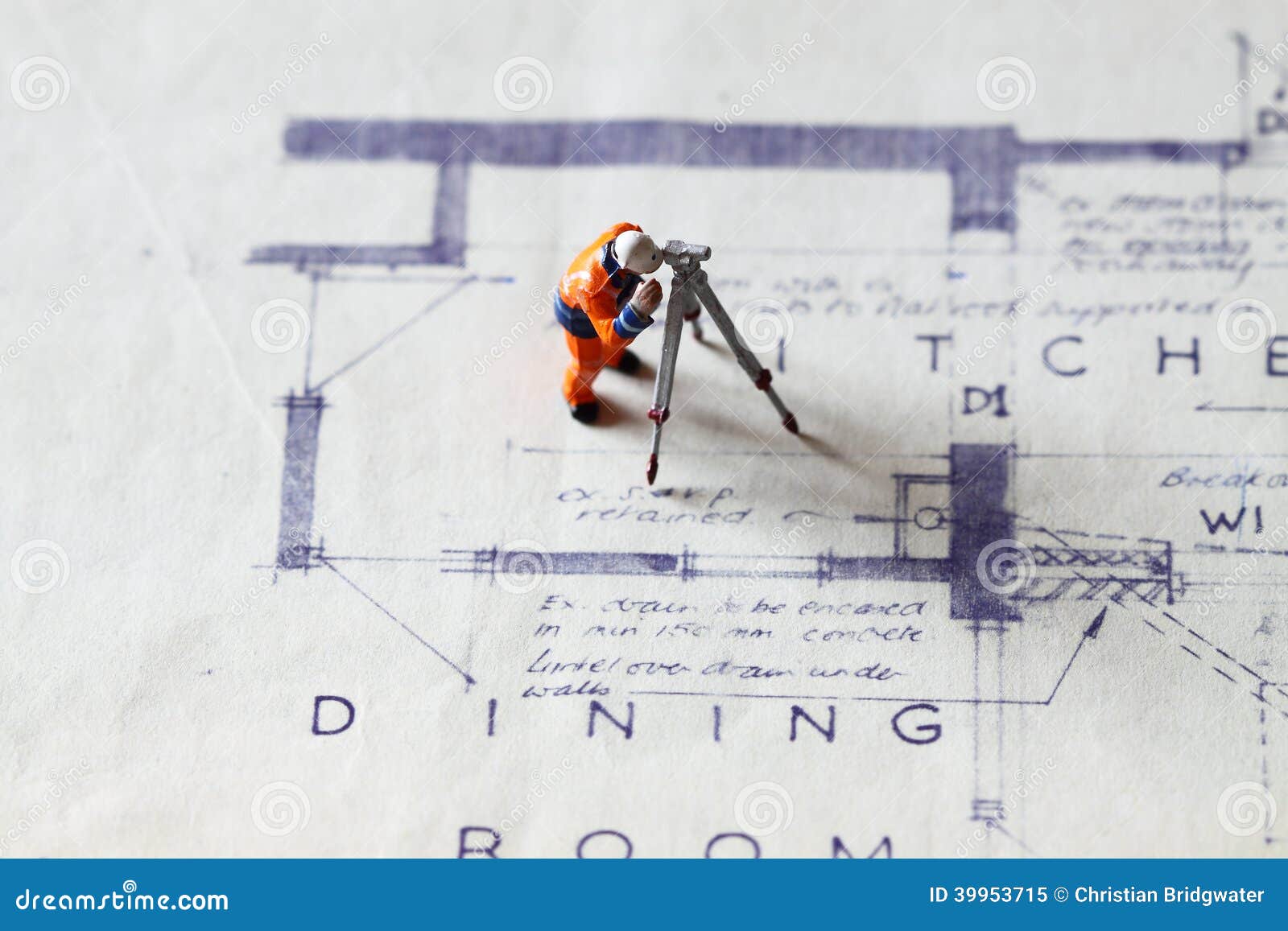 Model Construction Worker Building Plans C Stock Image - Image of male ...