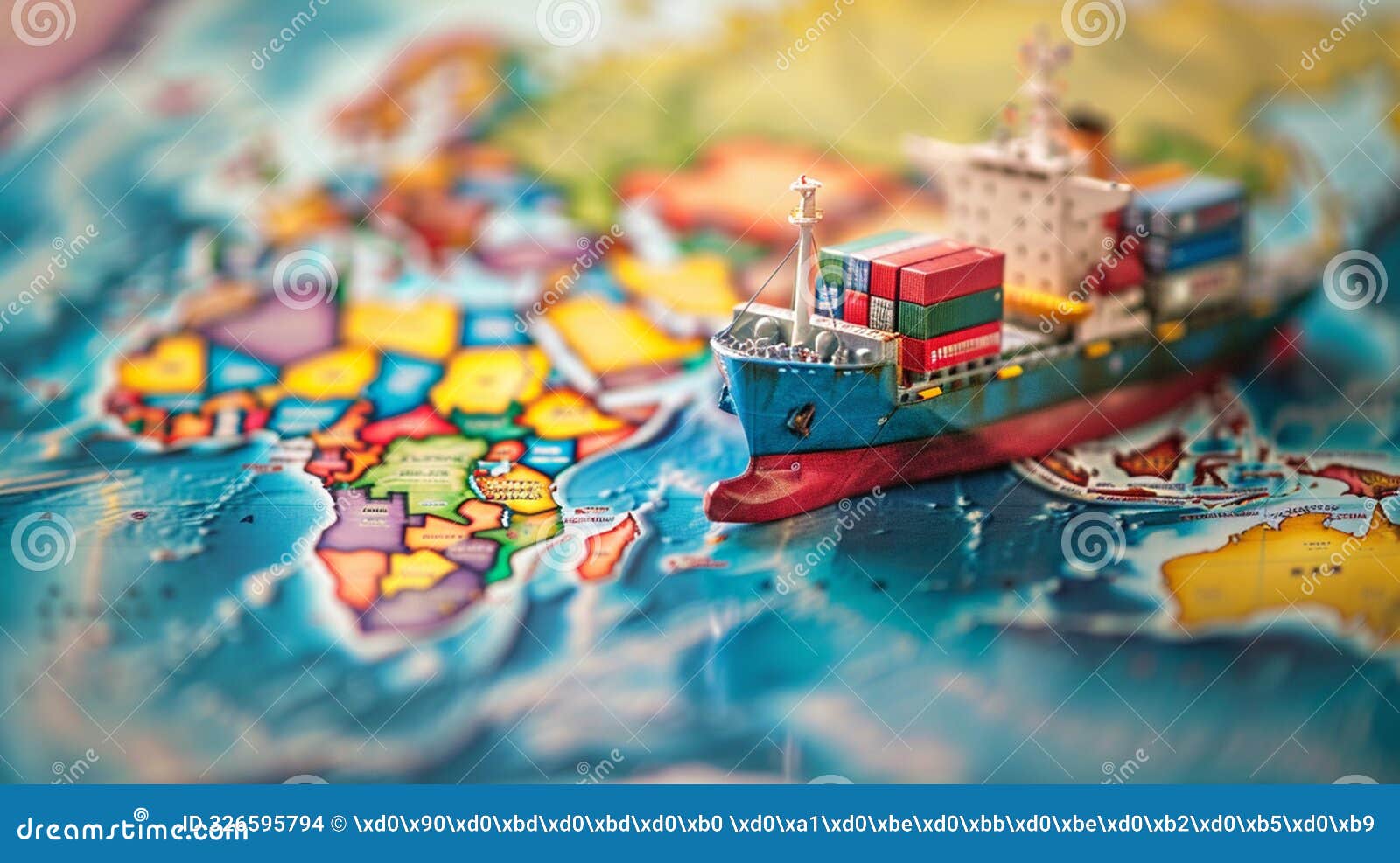 A Model of a Container Ship on a World Map Stock Photo - Image of ...