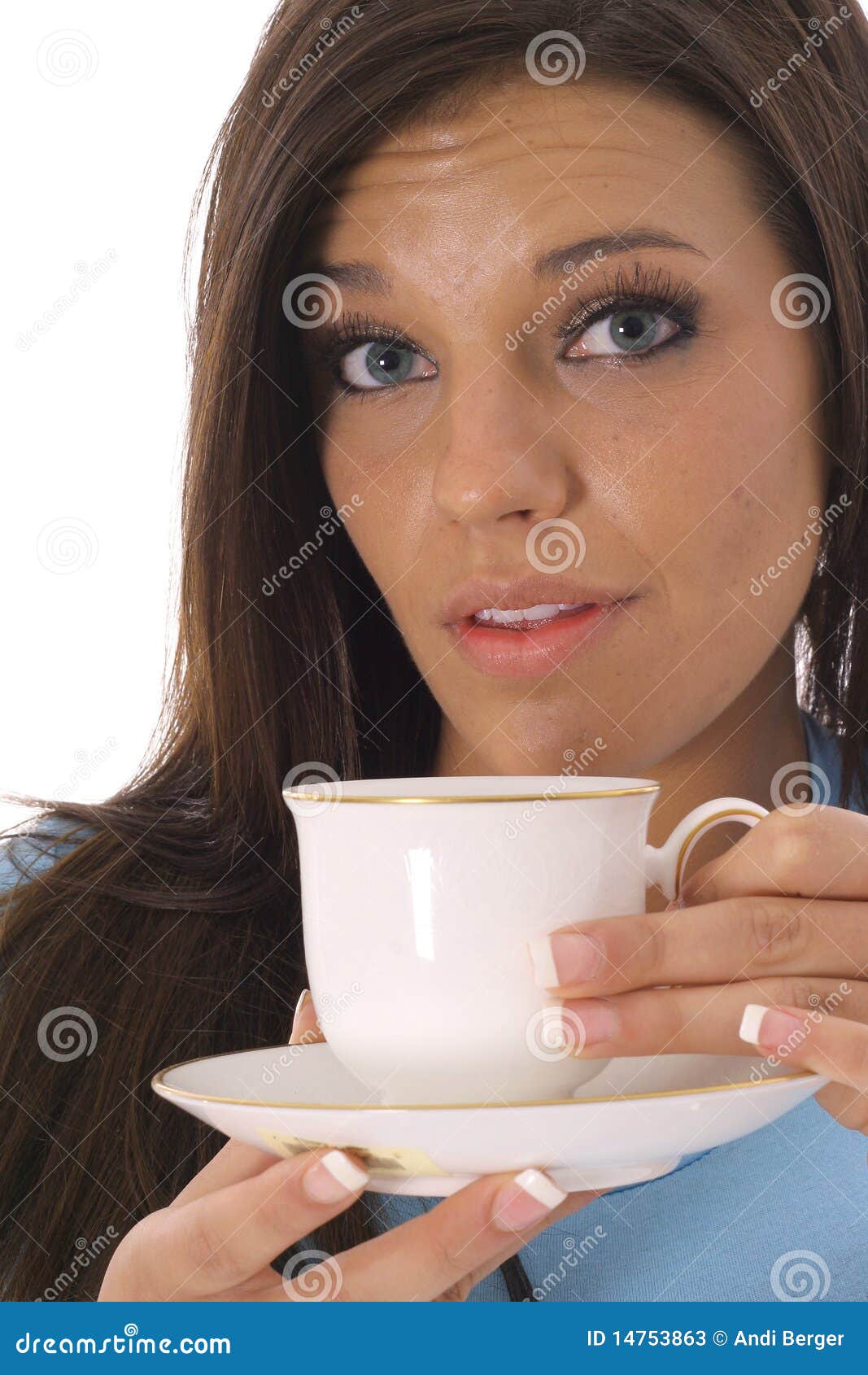 Model with cup of tea stock image. Image of girl, pretty - 14753863