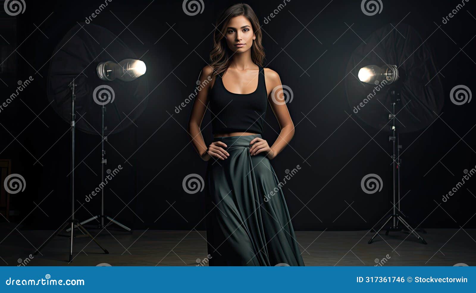 Model Dark Gray Studio Background Stock Illustration - Illustration of ...