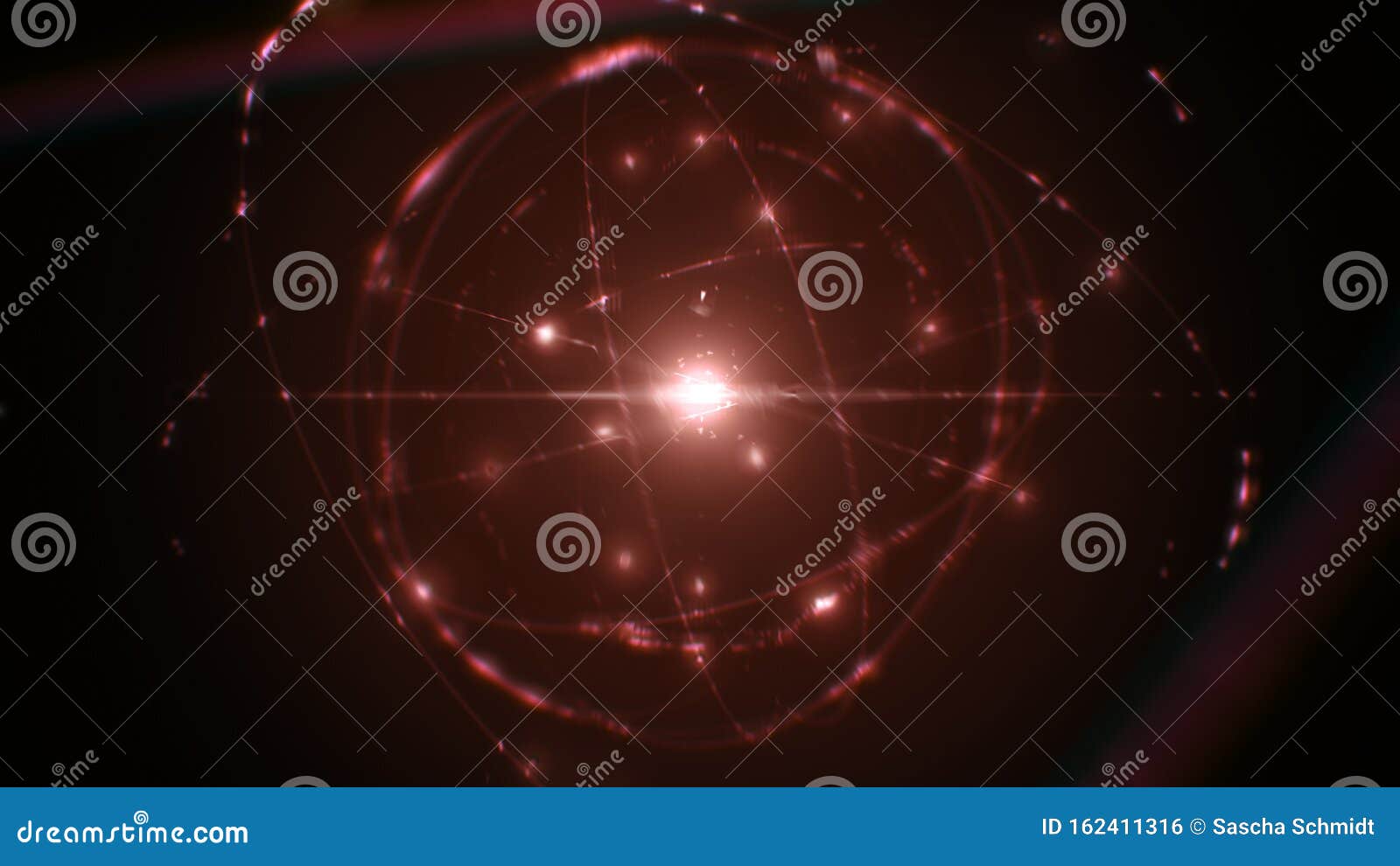 Model of Dynamic Energetic Atomic Nucleus and Electrons Red Stock Photo ...