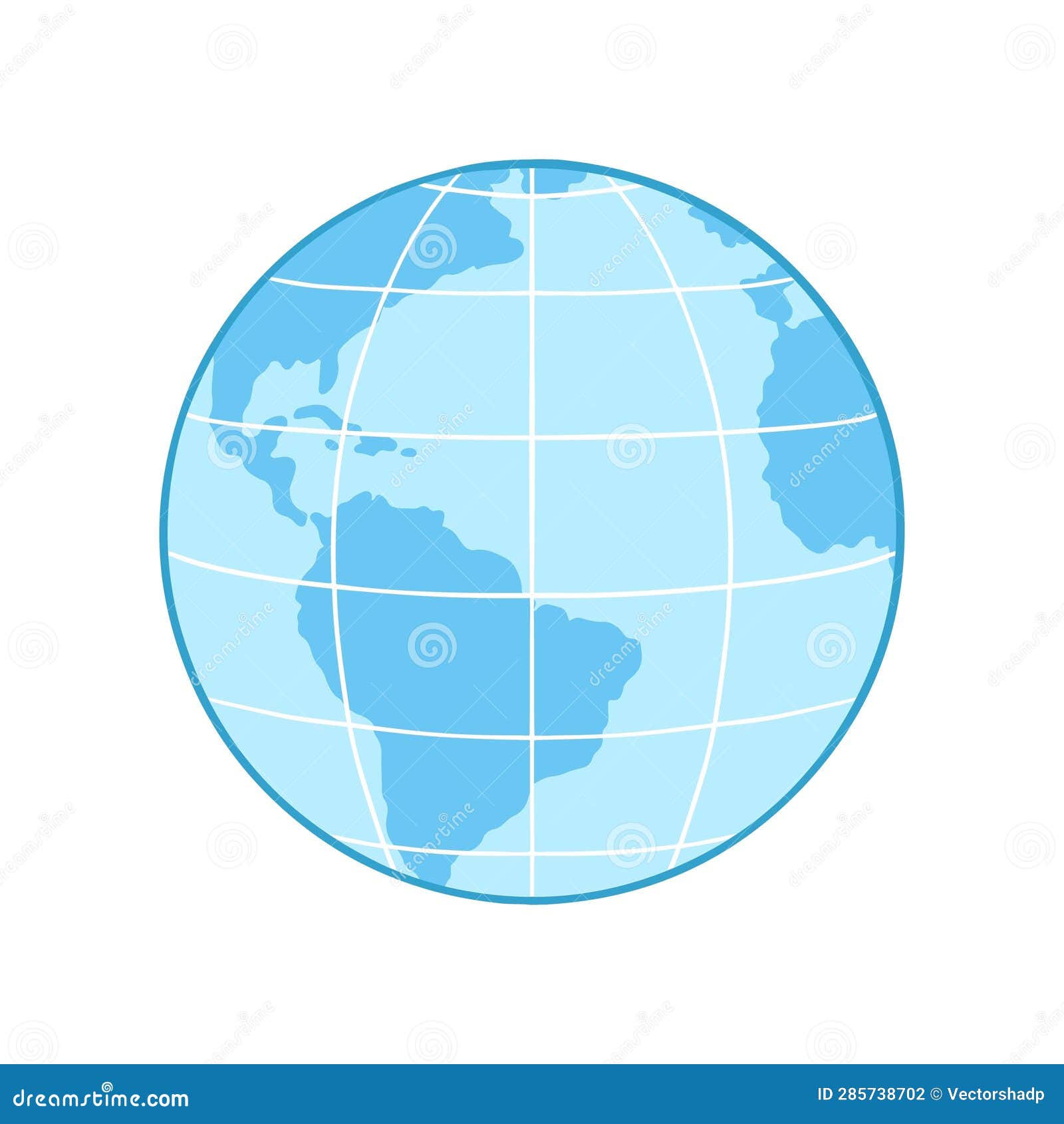 Model of the Earth, Blue Globe with Map Oceans and Land, Parallels and ...