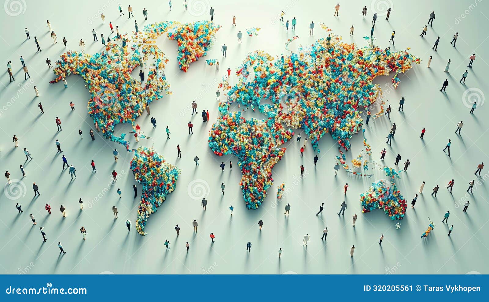 A Model of the Earth S Continents on Which Human Figurines Walk. World ...
