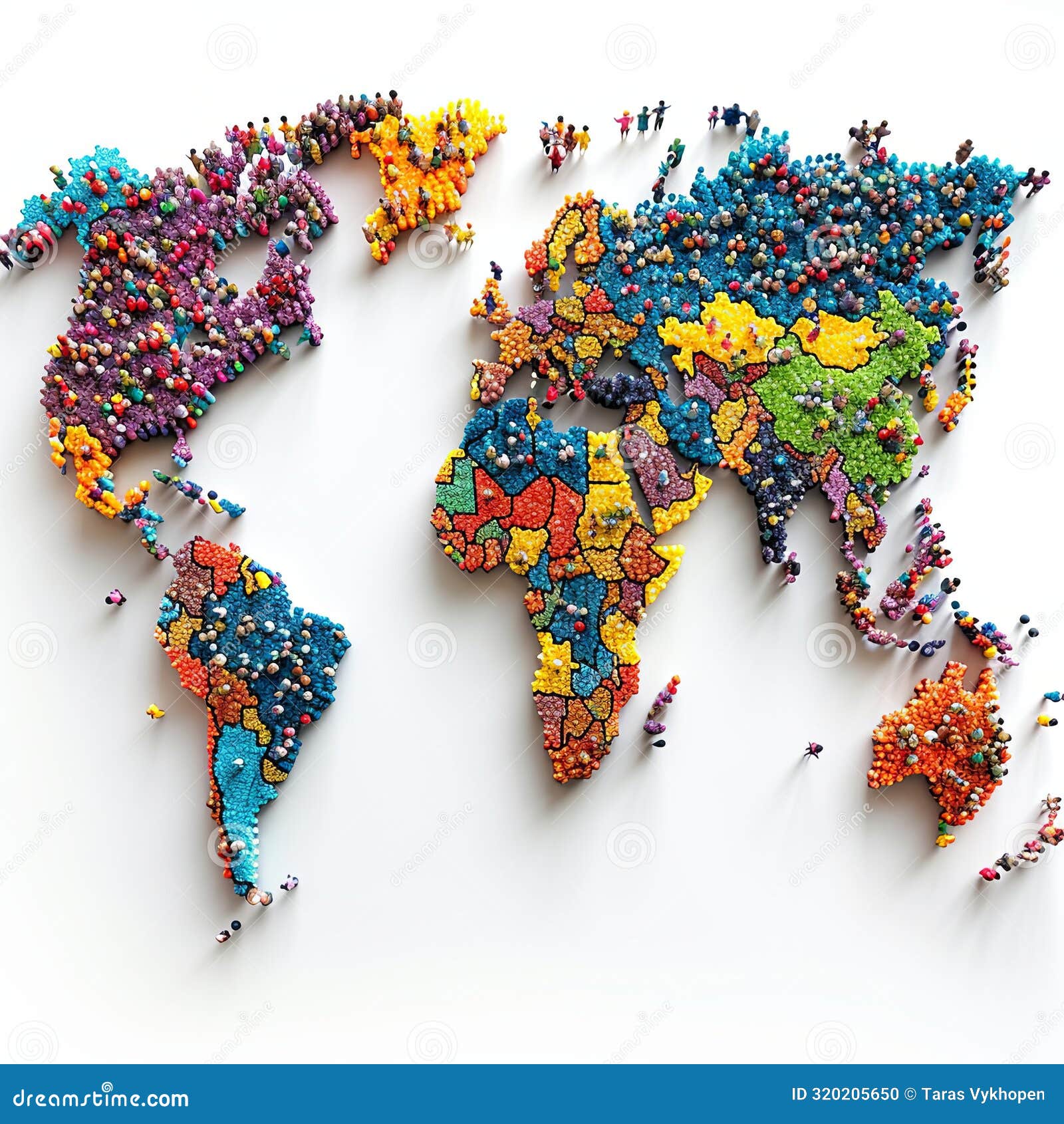 A Model of the Earth S Continents on Which Human Figurines Walk. World ...