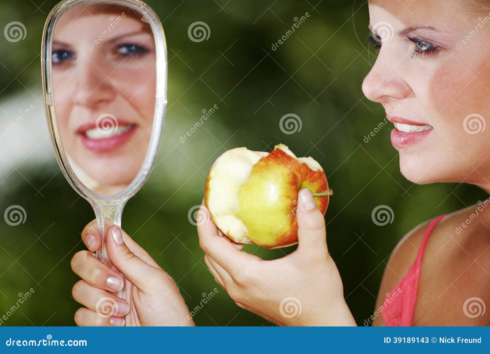 Model eating an apple stock image. Image of fresh, beauty - 39189143