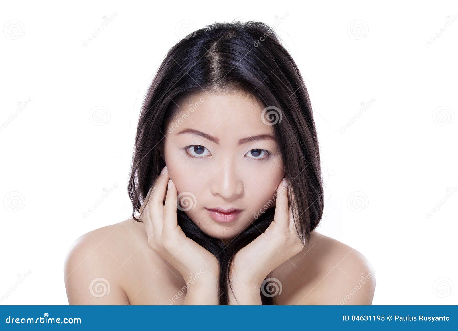 Model with Elegant Face in Studio Stock Image - Image of background ...