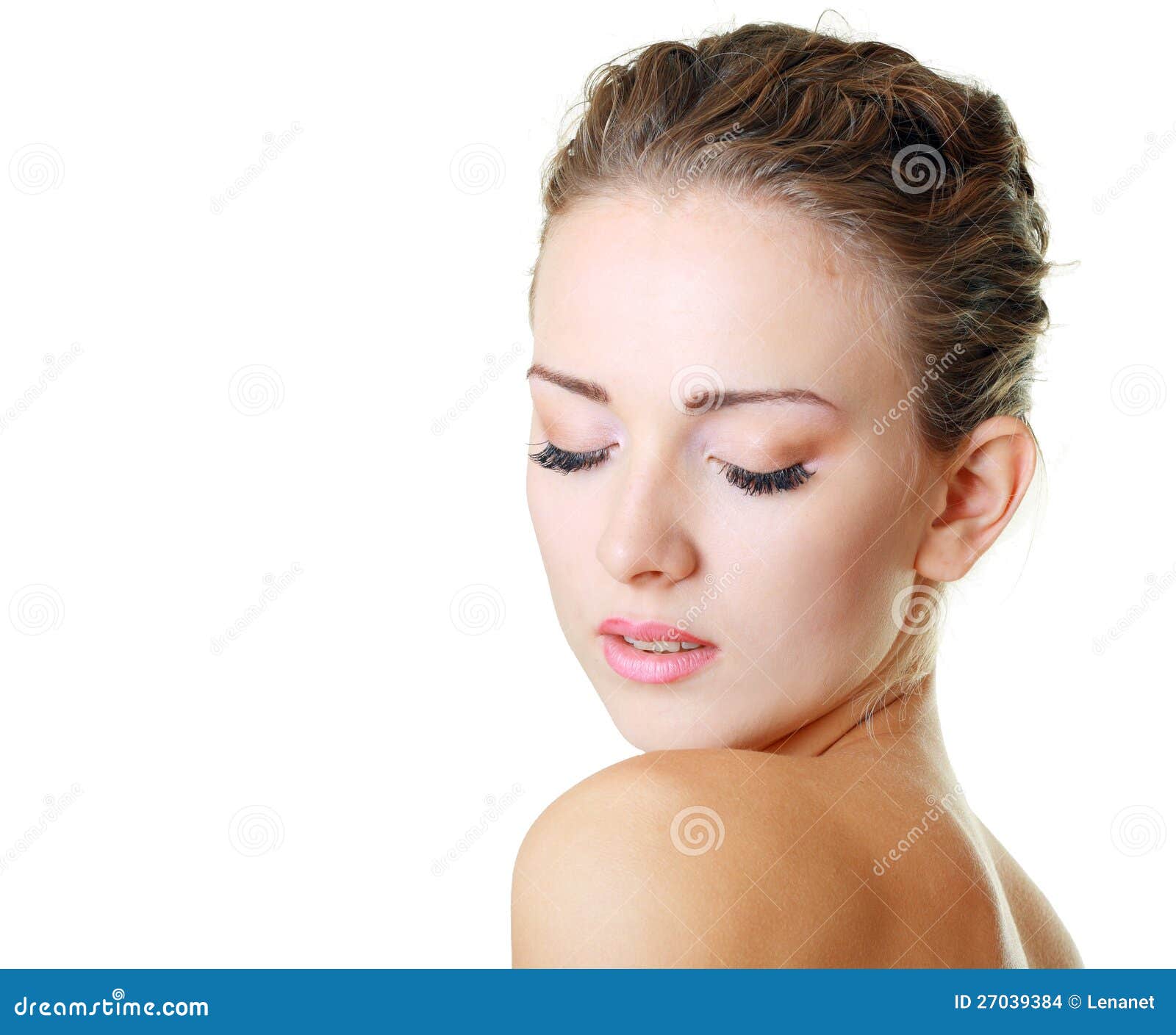 Model Face Close Up on White Background Stock Photo - Image of clean ...