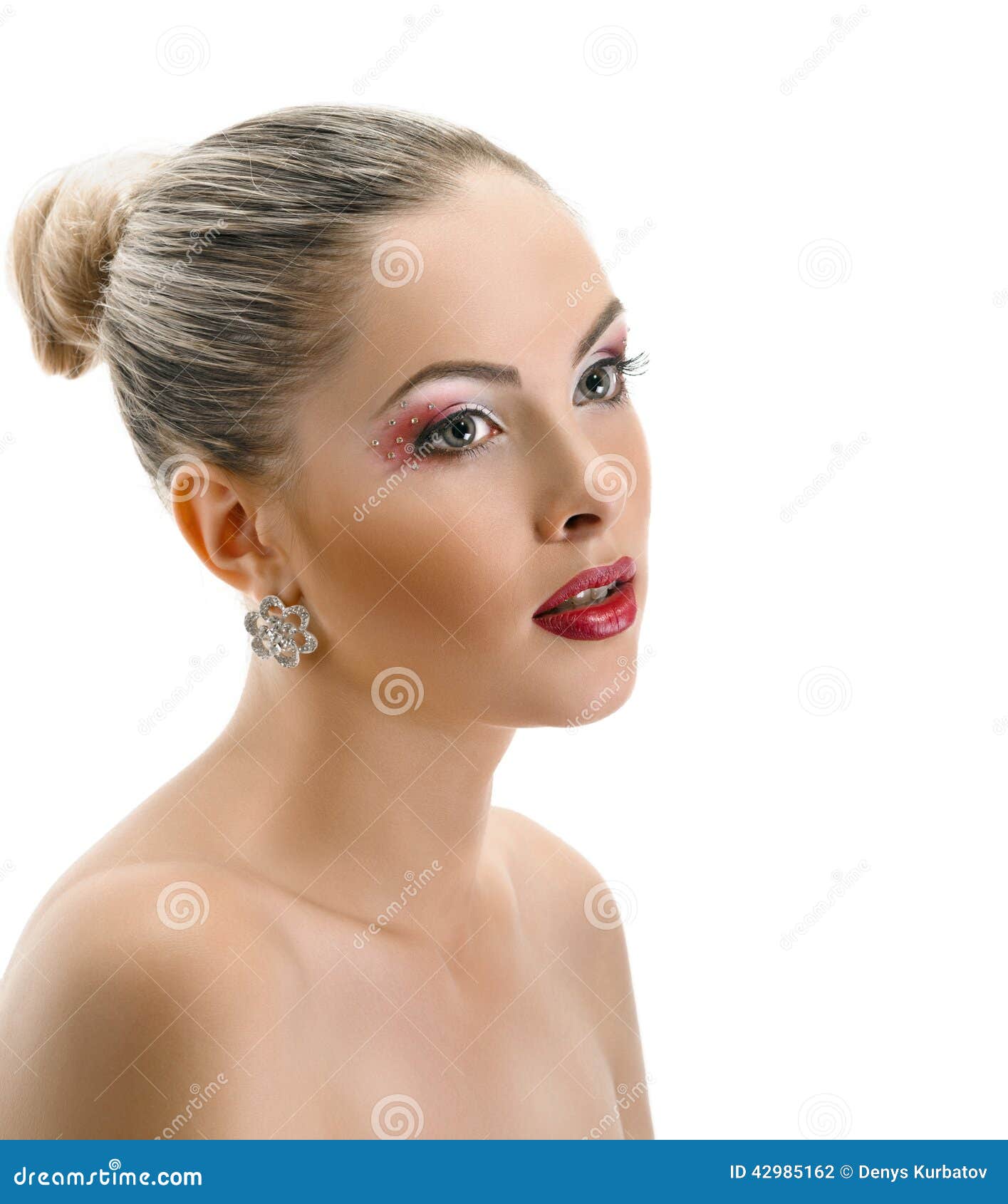Model Face, Lips Make-up, Earring Stock Photo - Image of gorgeous ...