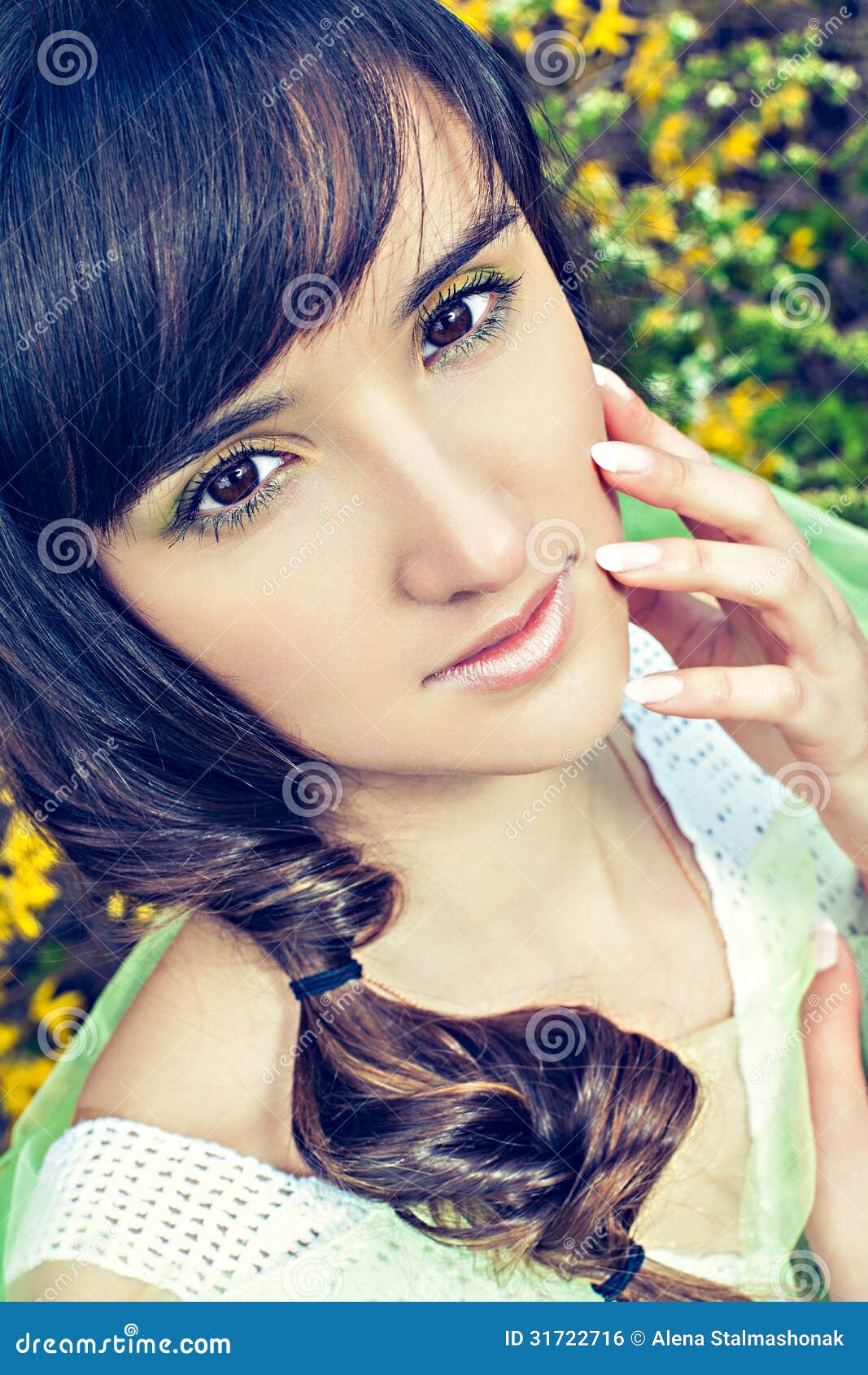 Model Face with Spring Make-up Stock Photo - Image of lips, female ...