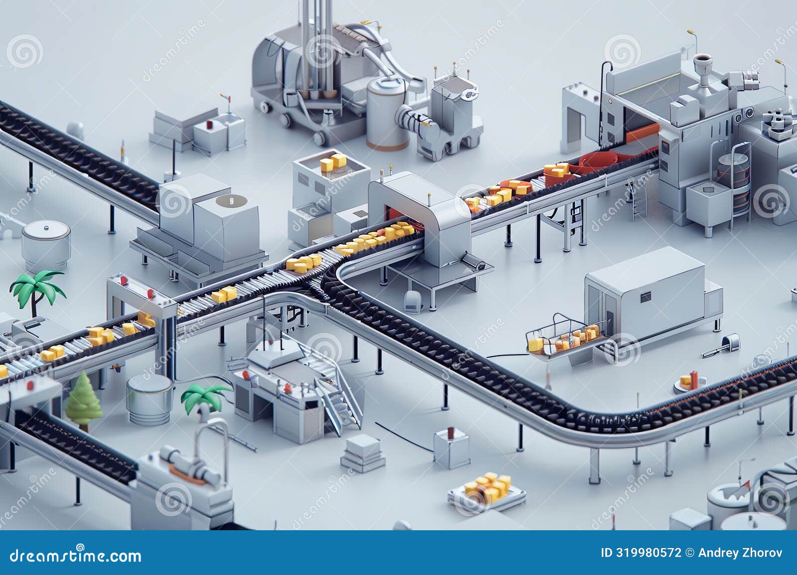 A Model of a Factory Showcasing a Conveyor Belt Transporting Products ...