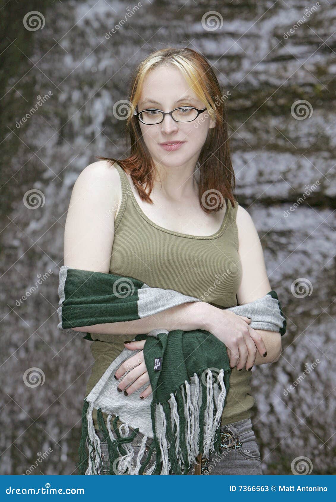 Model at the falls stock image. Image of park, woman, happy - 7366563
