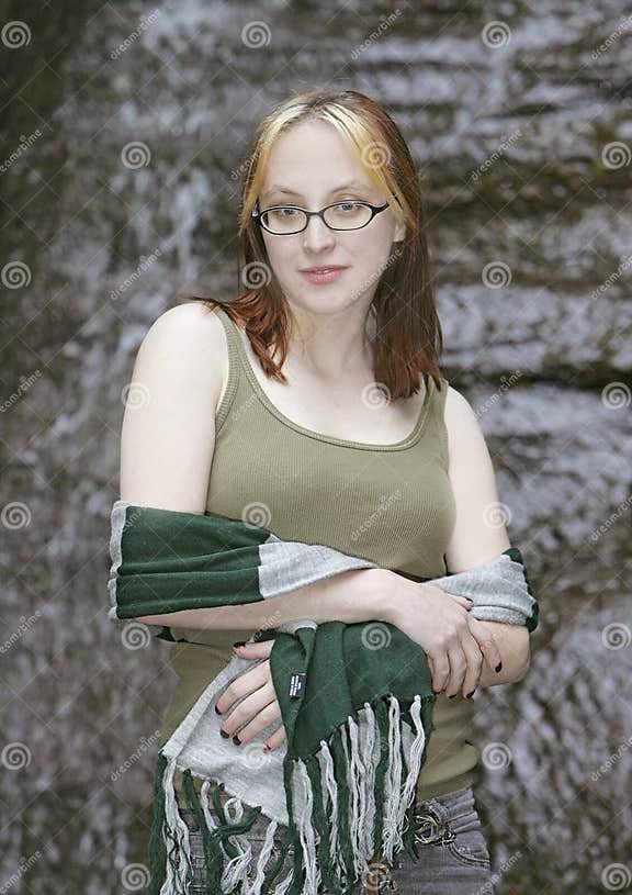 Model at the falls stock image. Image of park, woman, happy - 7366563