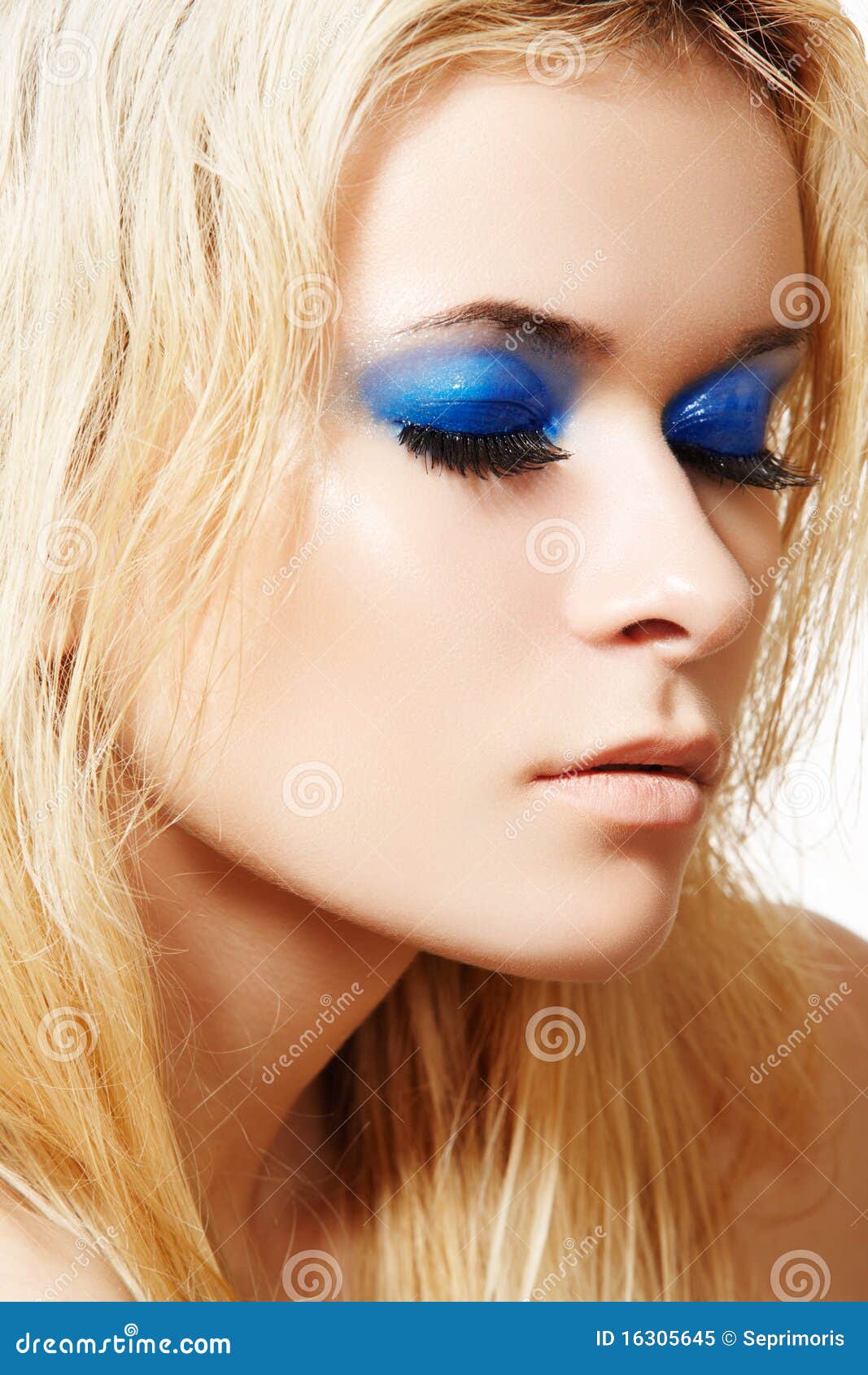 Model with Fashion Make-up & Long False Eyelashes Stock Image - Image ...