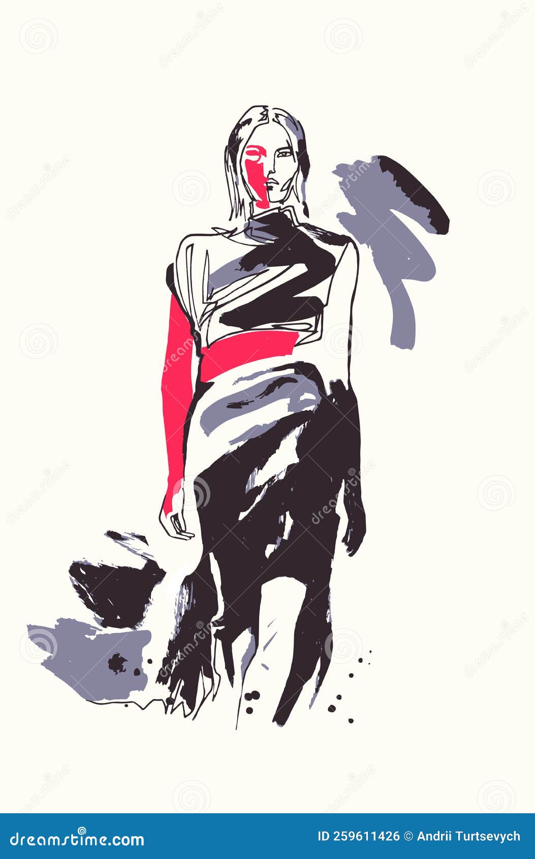 Model at a Fashion Show, Vector Fashion Illustration Stock Illustration ...