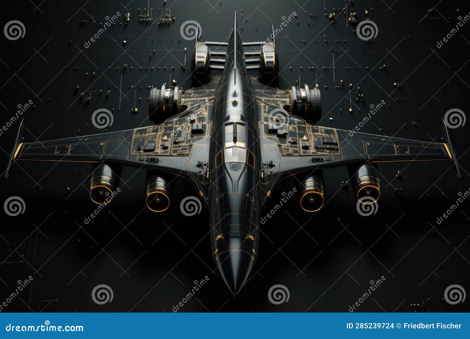 A Model of a Fighter Jet Sitting on Top of a Table. Stock Illustration ...