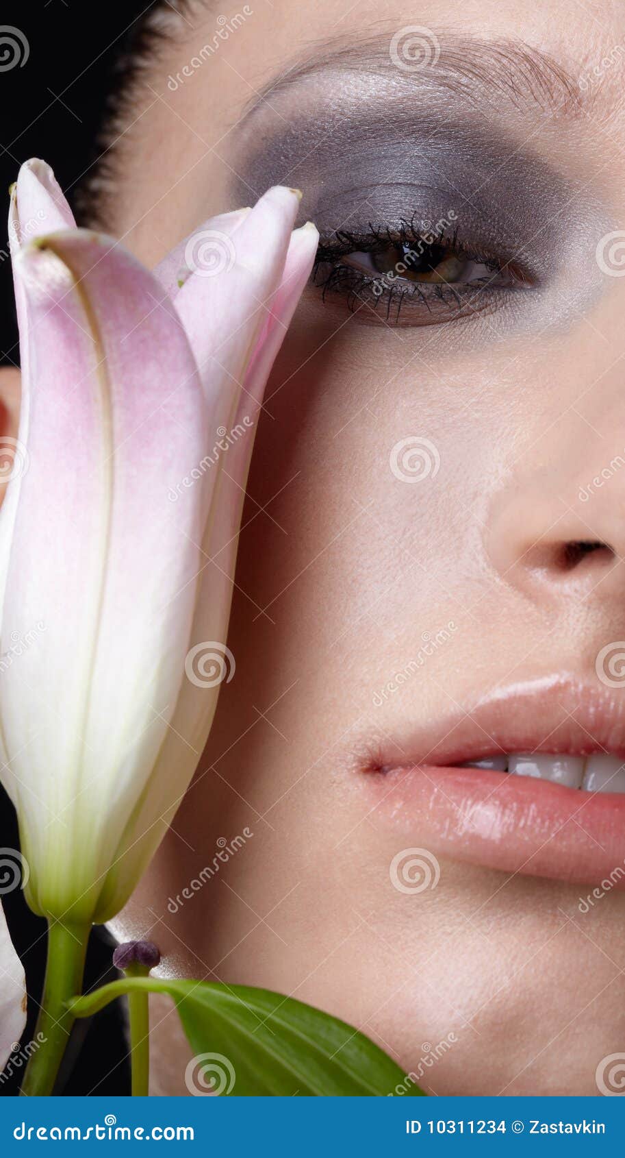 Model with flower stock photo. Image of dress, close - 10311234