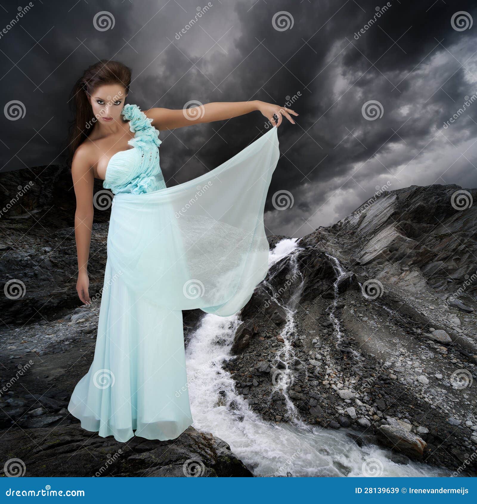 Model in flowy dress stock image. Image of flow, girl - 28139639