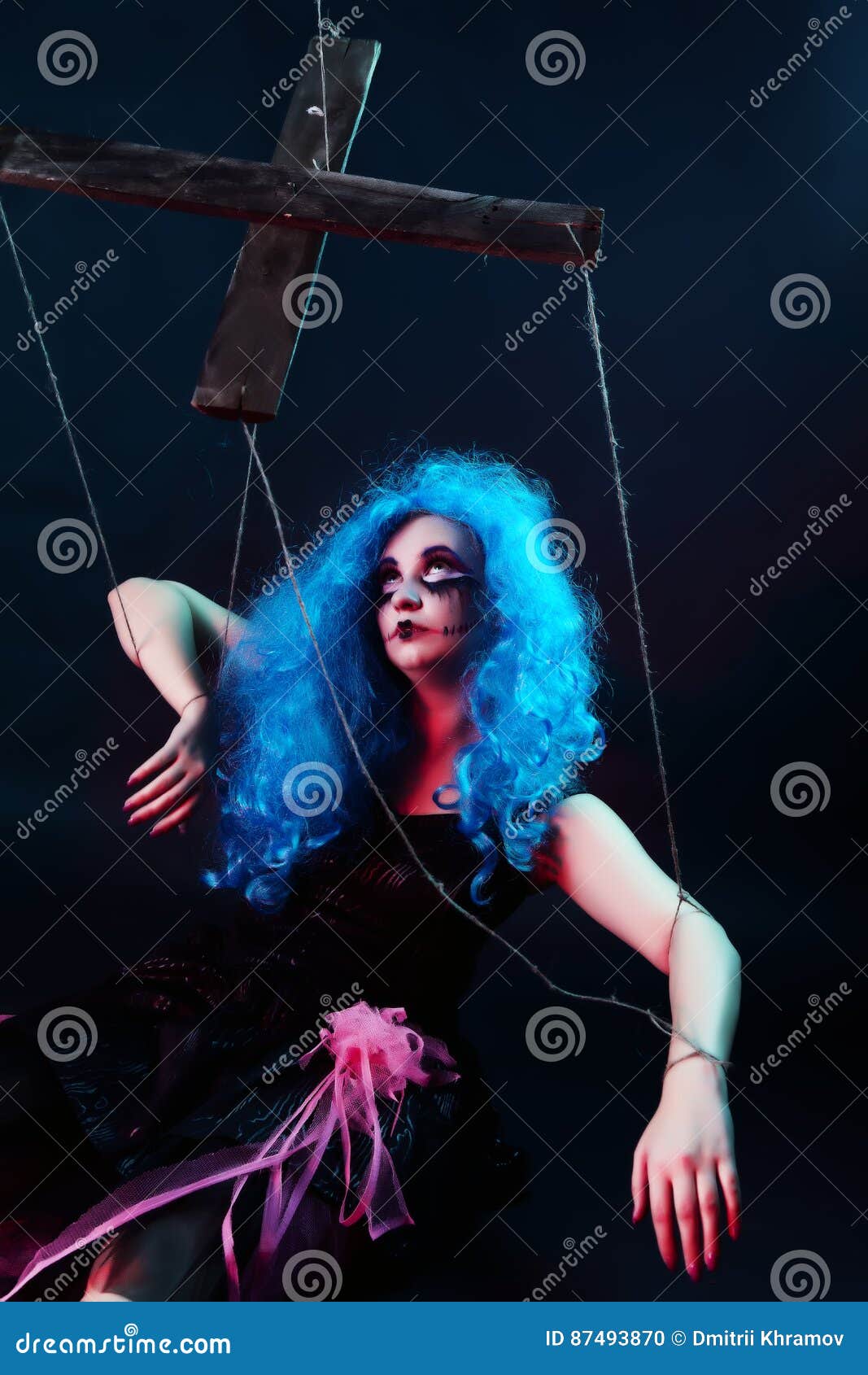 Model in Form of Puppet Doll with Ropes and Straps Stock Photo - Image ...