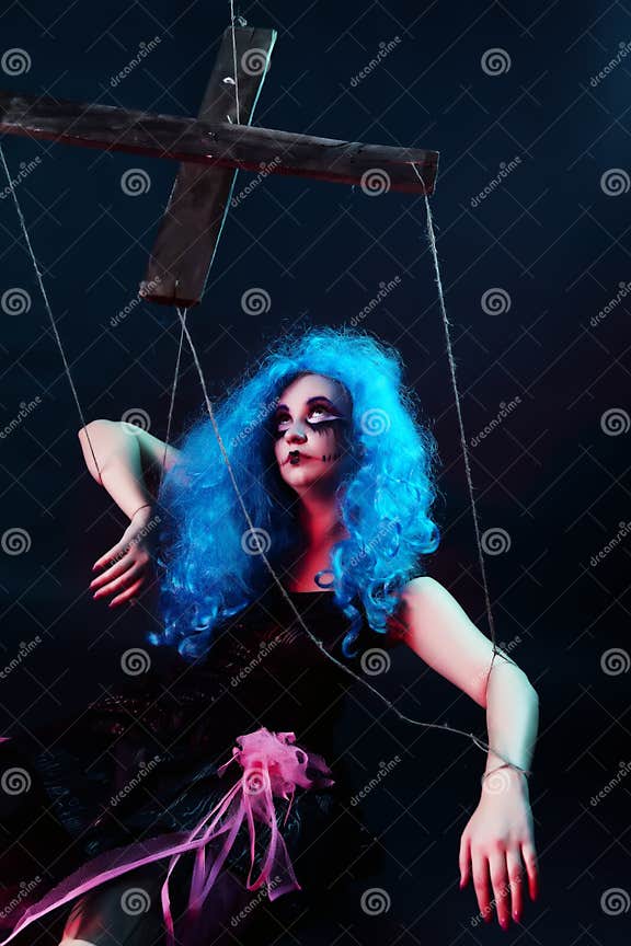 Model in Form of Puppet Doll with Ropes and Straps Stock Photo - Image ...