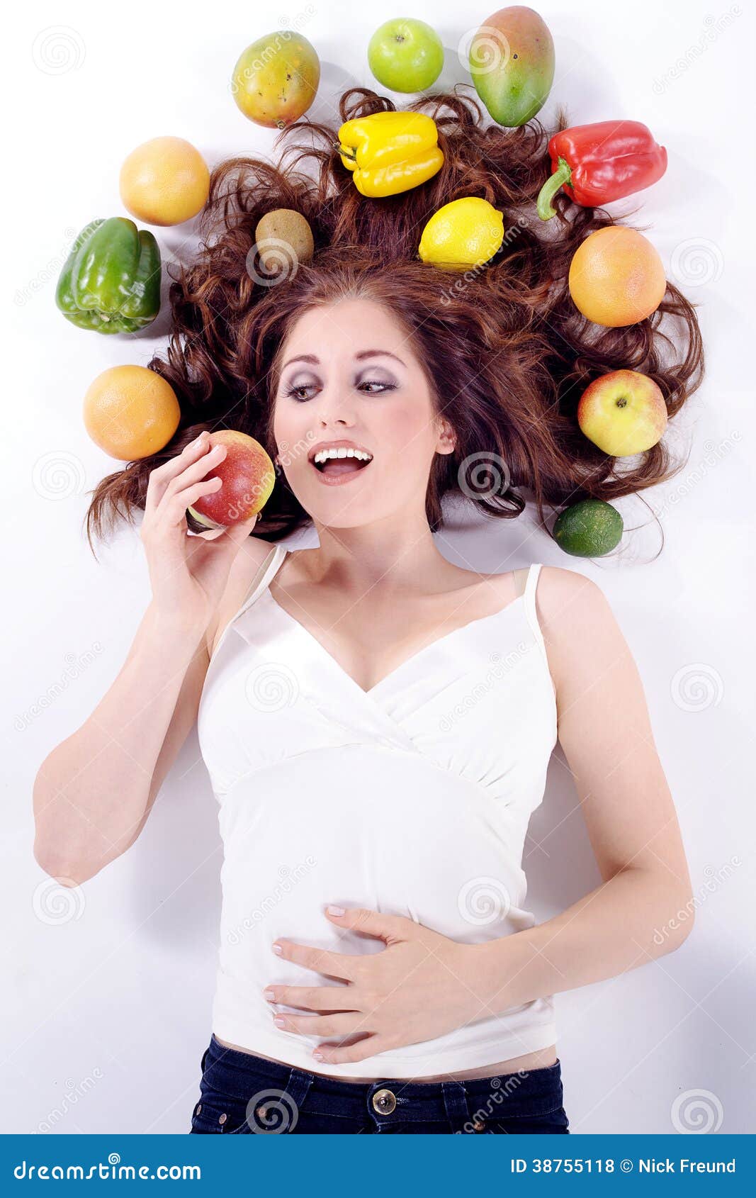 Model with Fruits and Vegetables Stock Photo - Image of orange, bananas ...