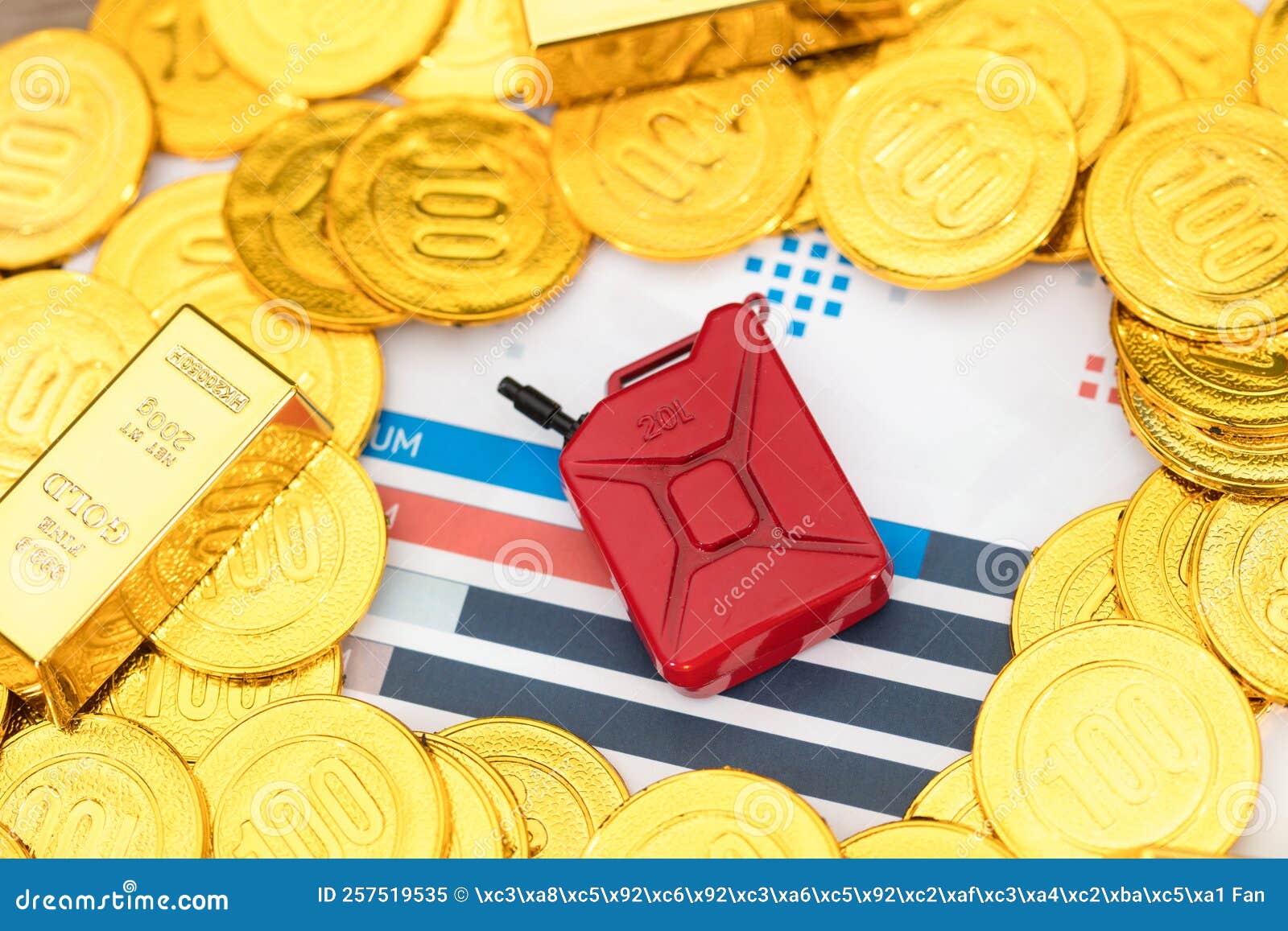 A Model of a Gasoline Barrel Surrounded by Gold Stock Image - Image of ...