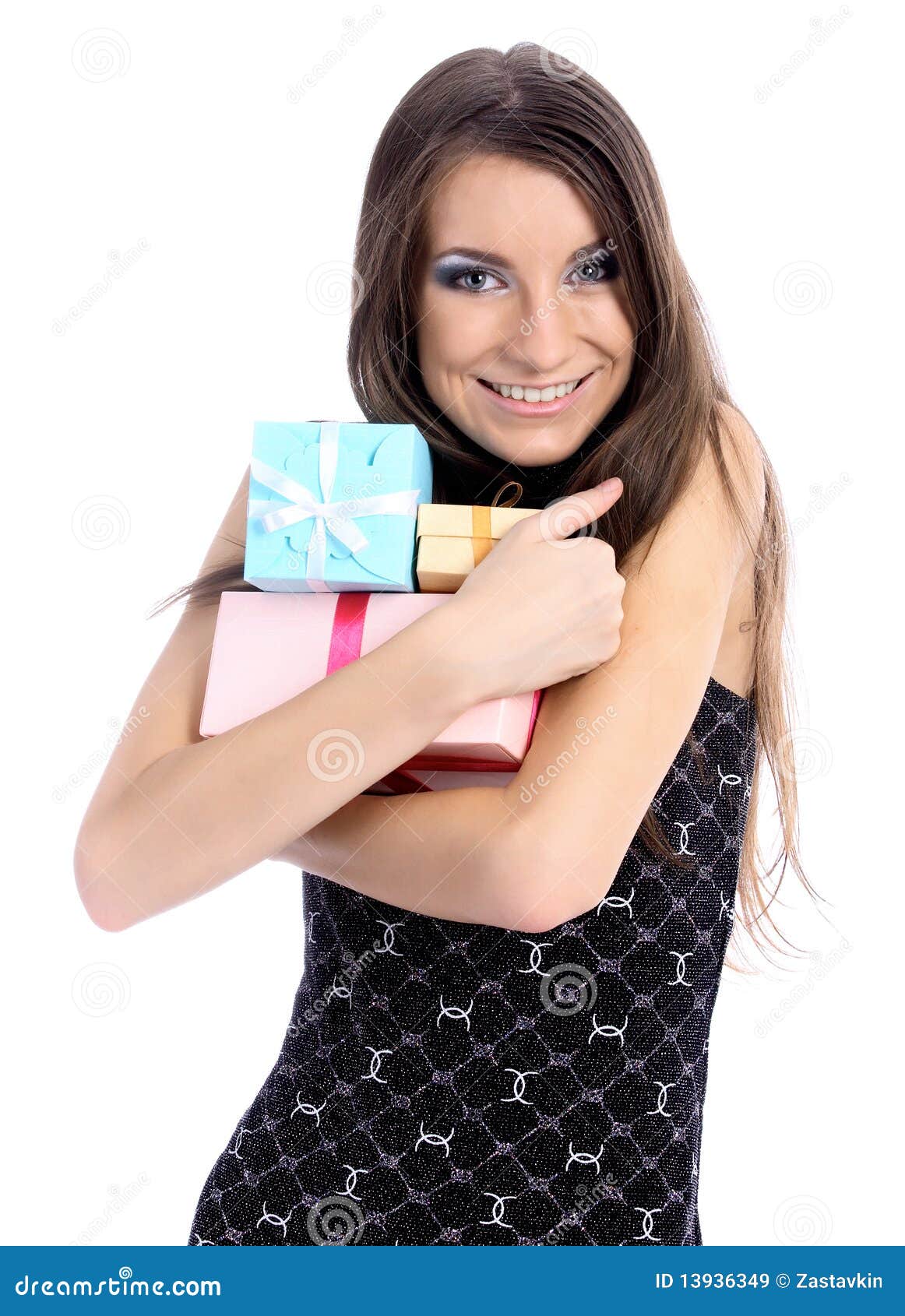 Model with gifts stock image. Image of looking, happy - 13936349