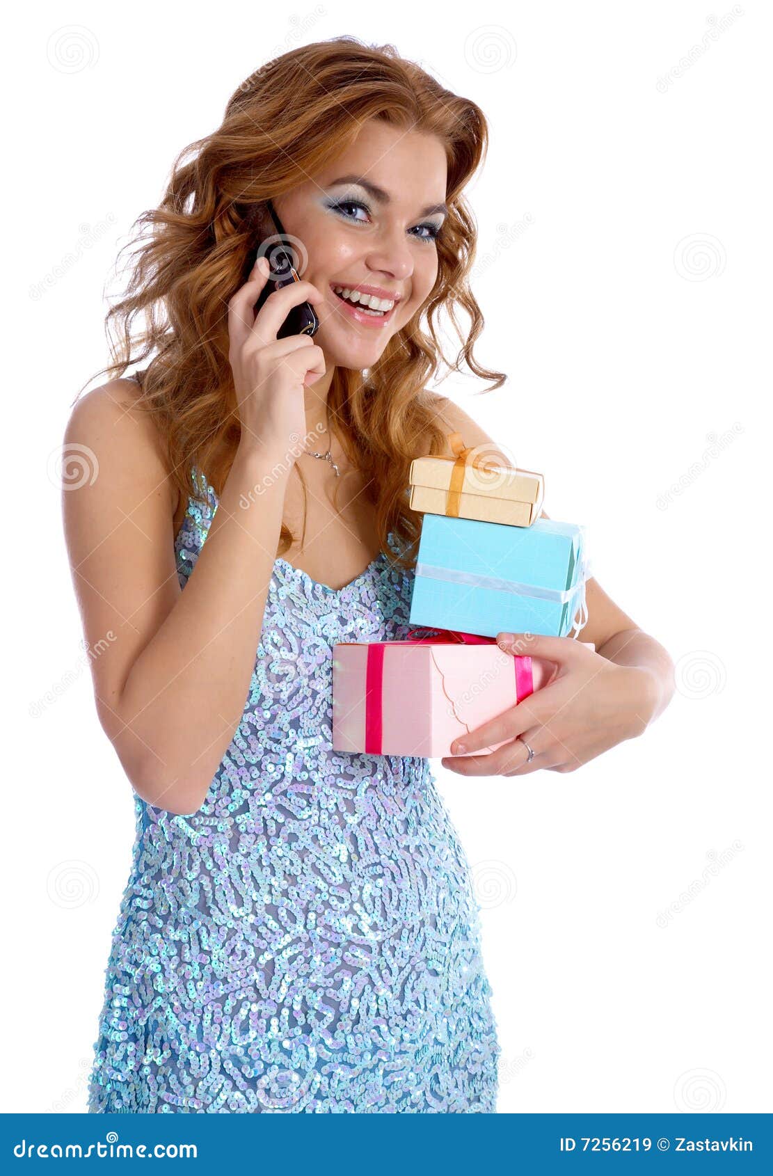 Model with gifts stock image. Image of female, happiness - 7256219