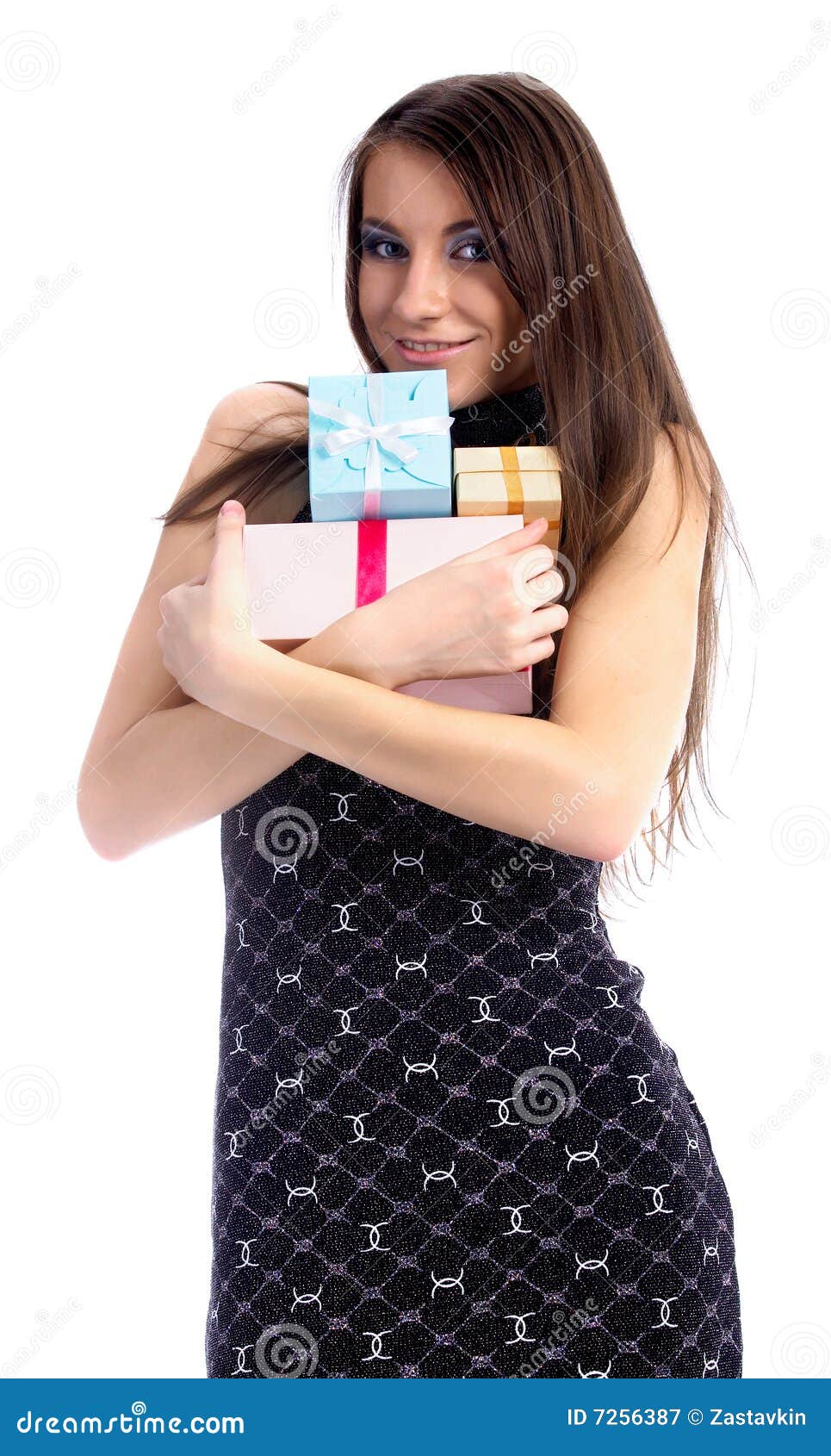 Model with gifts stock image. Image of posing, adult, present - 7256387