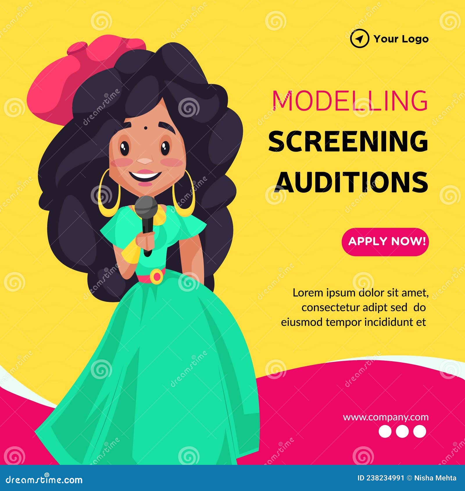 Banner Design of Modelling Screening Auditions Stock Vector ...