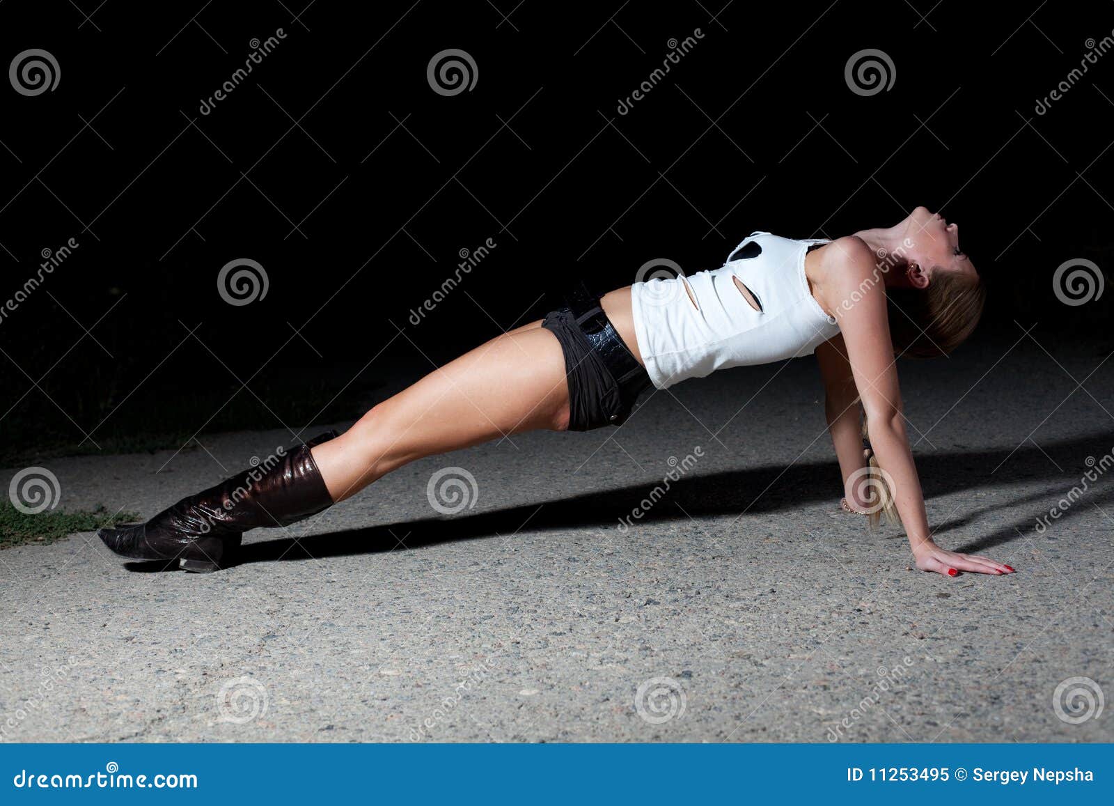 Model Girl Posing on Asphalt Stock Image - Image of beauty, human: 11253495