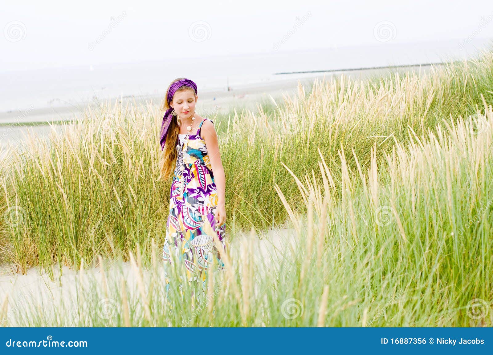 Model Girl Walking in Sand Dunes Beach Stock Photo - Image of beautiful ...