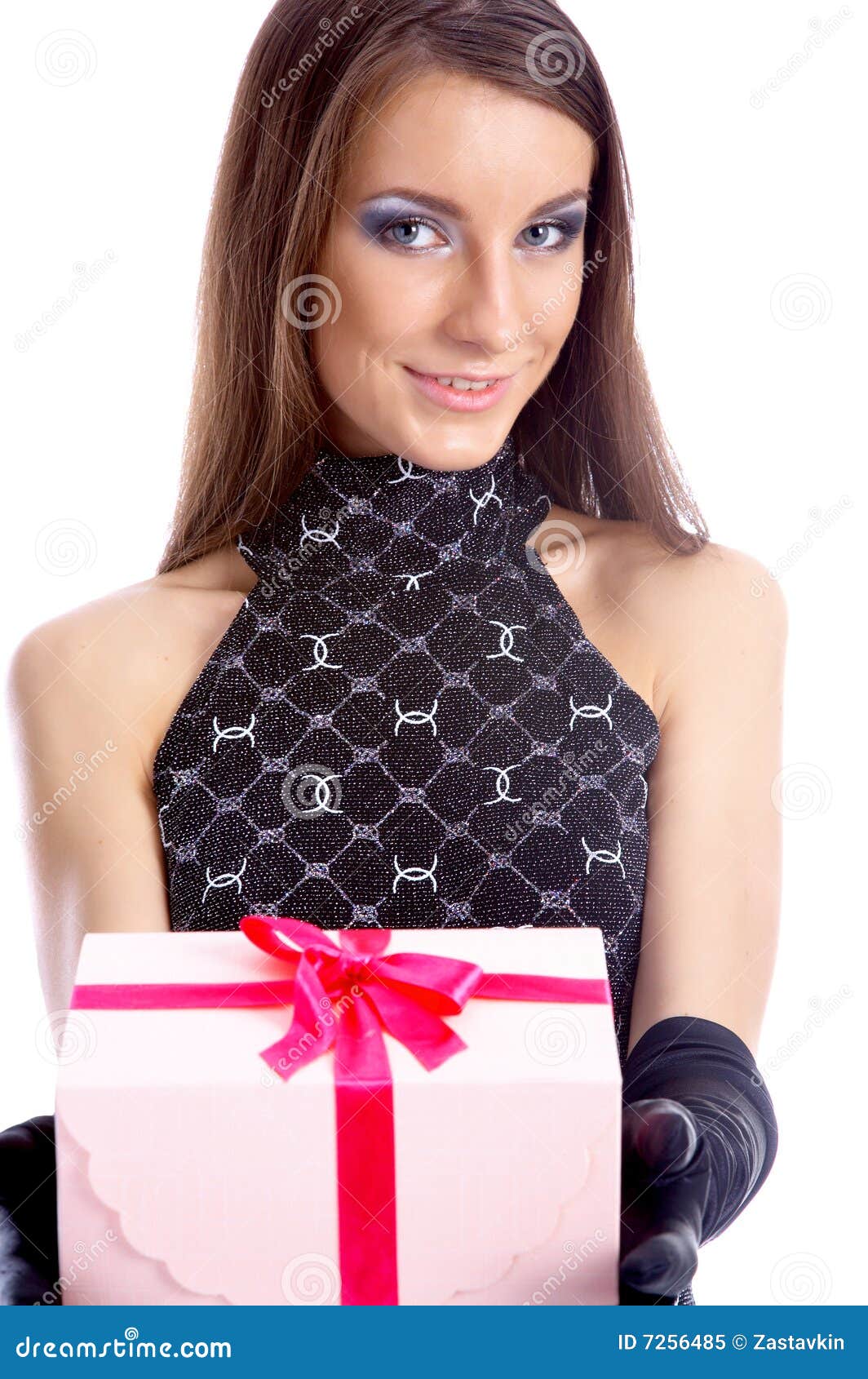 Model gives present stock image. Image of posing, caucasian - 7256485