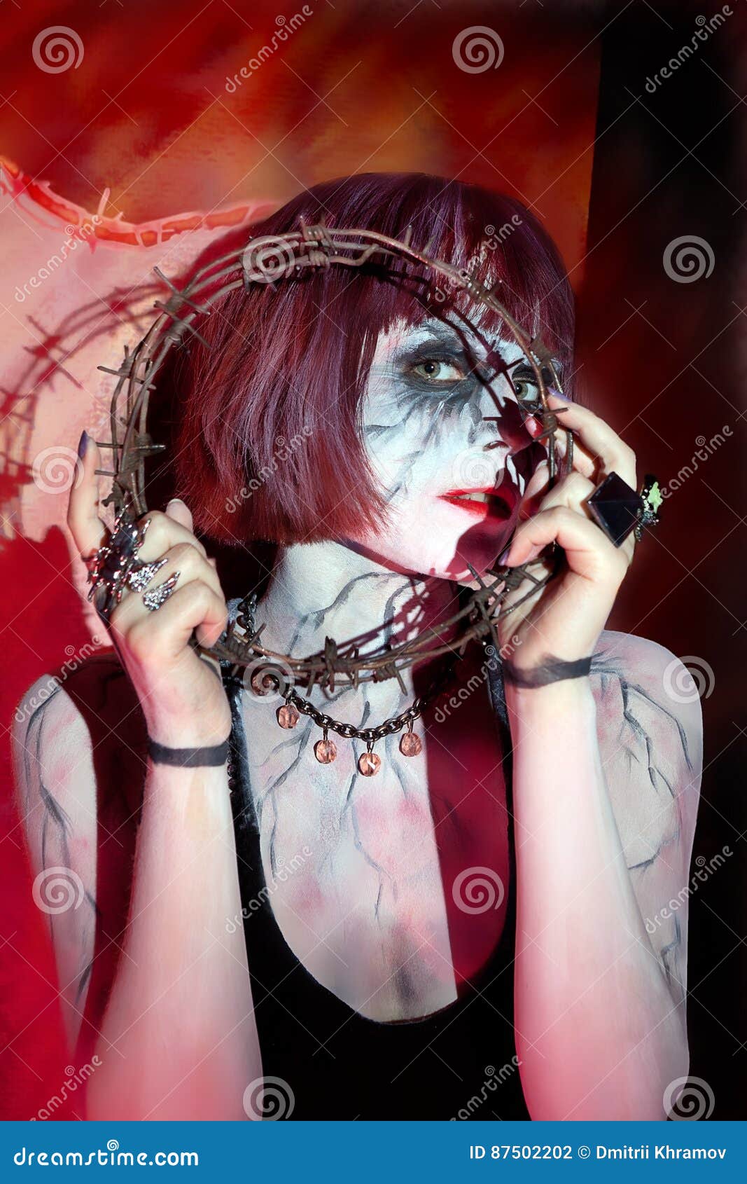 Model with Gothic Makeup and Crown of Thorns Stock Photo - Image of ...