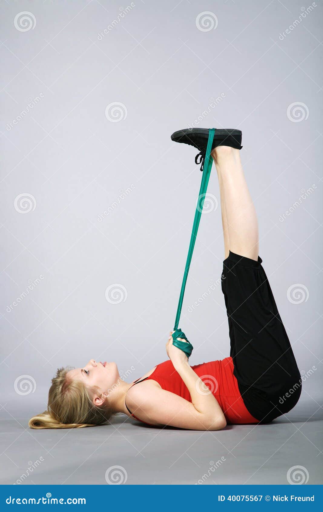 Model in Gymnastics with Stretch Band Stock Image - Image of isolated ...
