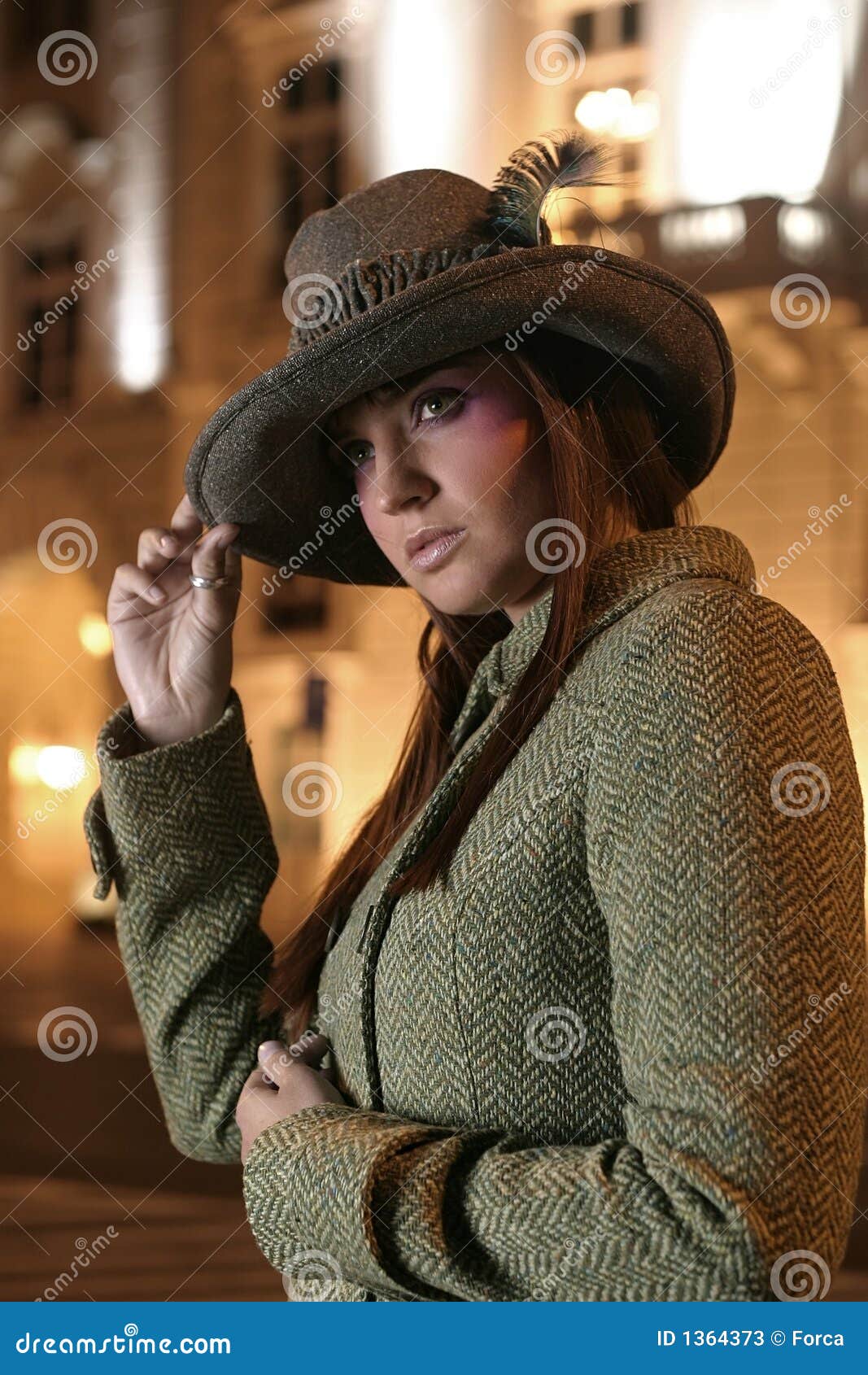 Model in hat stock image. Image of trend, coat, fashion - 1364373