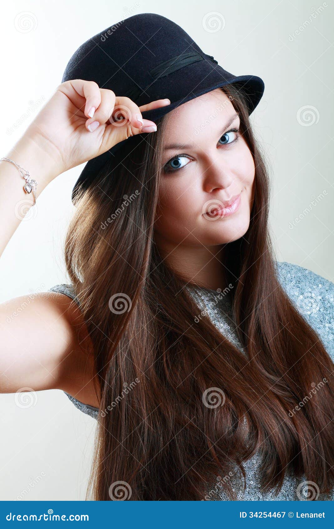 Model in hat stock image. Image of head, closeup, fashion - 34254467