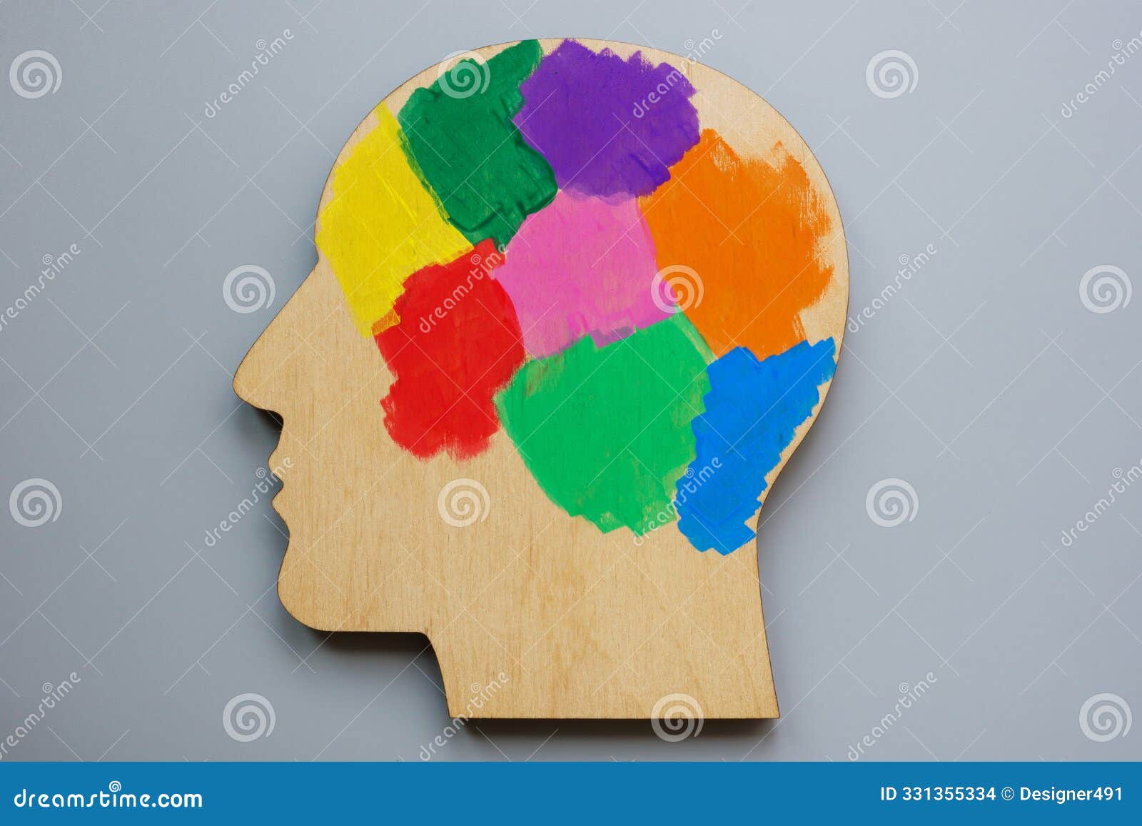 Model Head Painted with Colorful Paints, Symbolizing Neurodiversity and ...