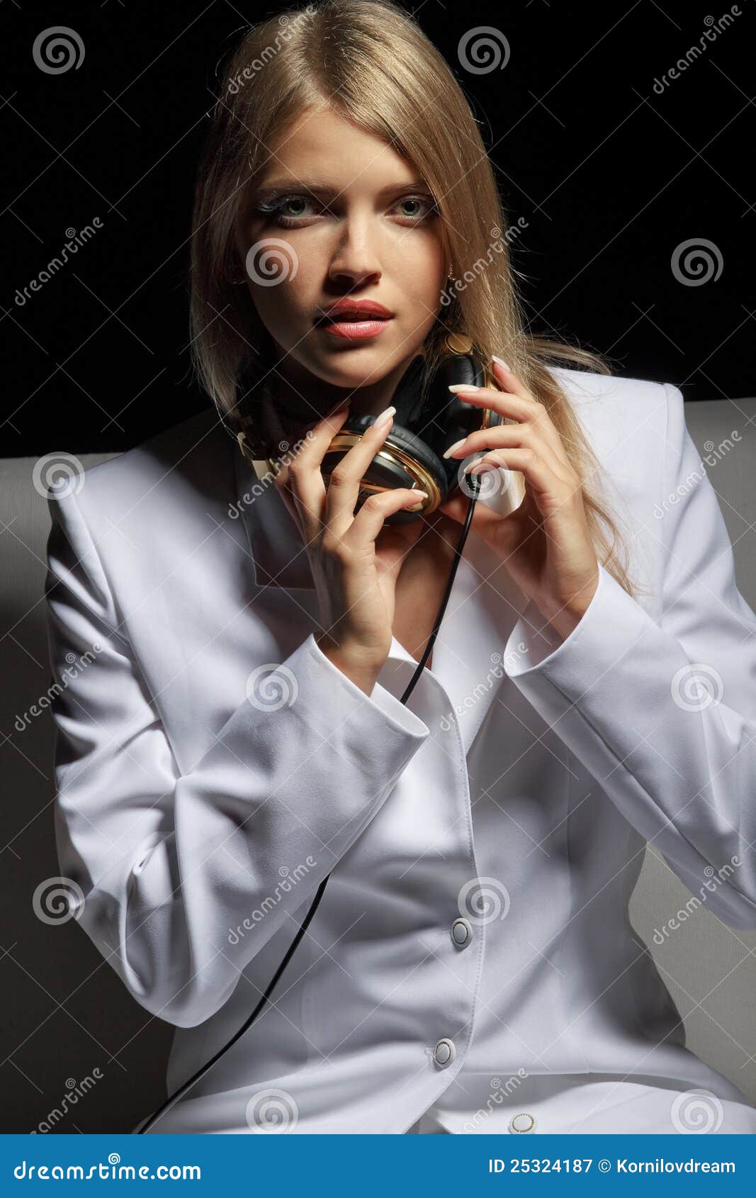 Model with headphones stock image. Image of beauty, blazer - 25324187