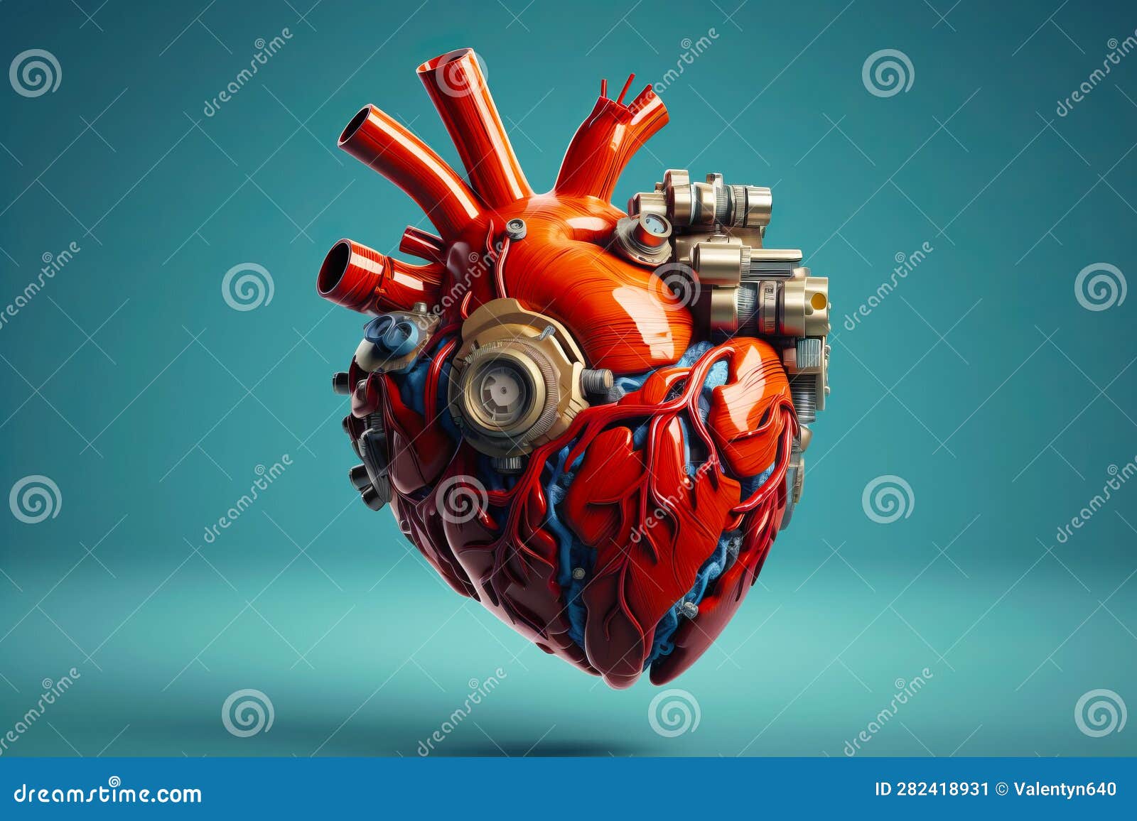 Model of Heart with Machine Attached To the Side of it. Generative AI ...