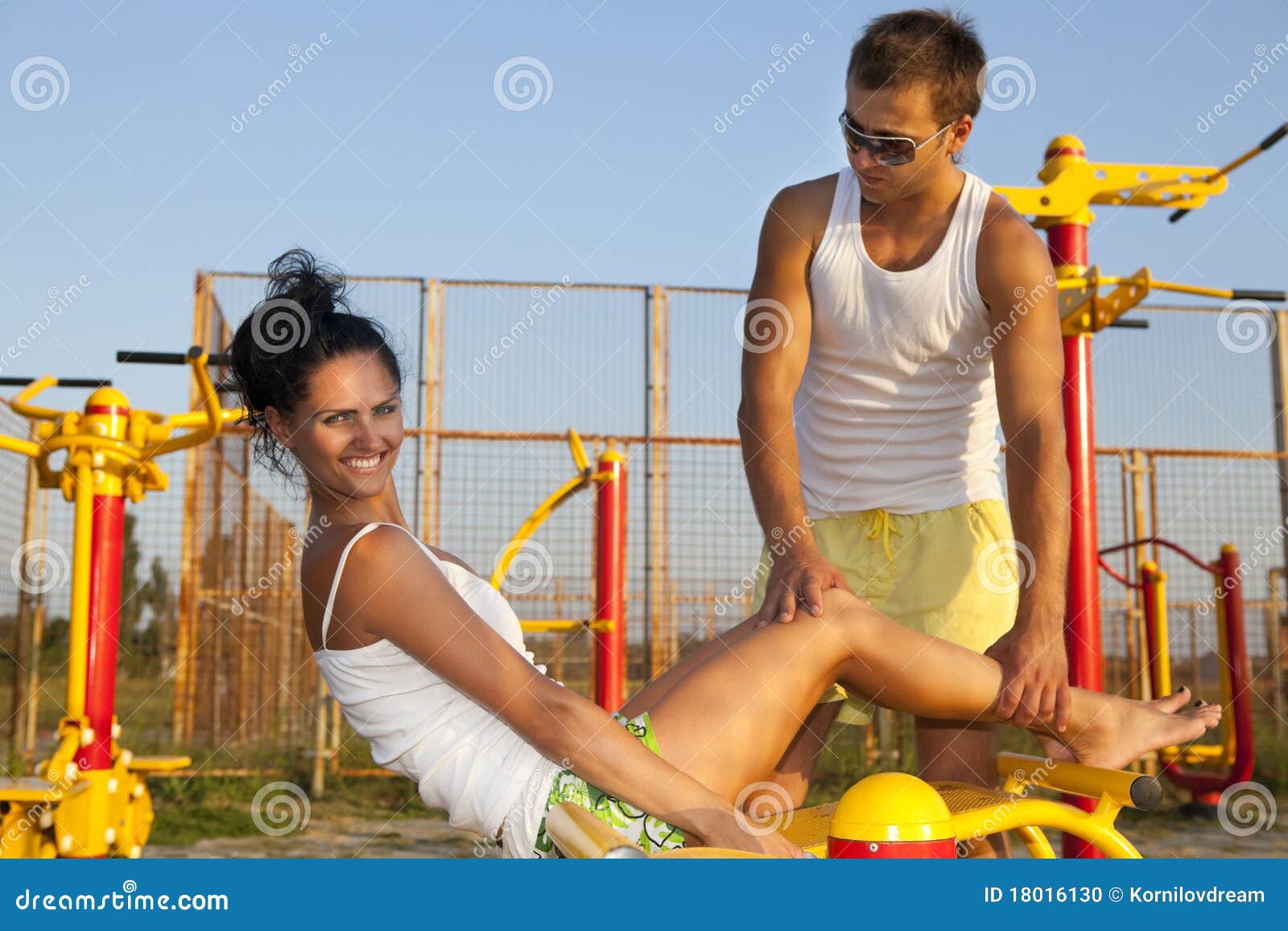 Model with Her Fitness Trainer Stock Photo - Image of healthy ...
