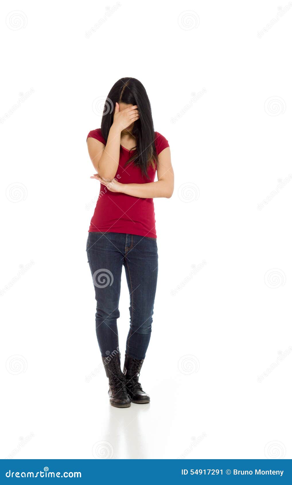 Model hiding face shame stock image. Image of model, people - 54917291