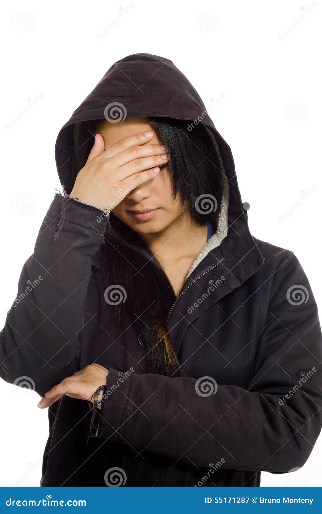 Model hiding face shame stock image. Image of portrait - 55171287