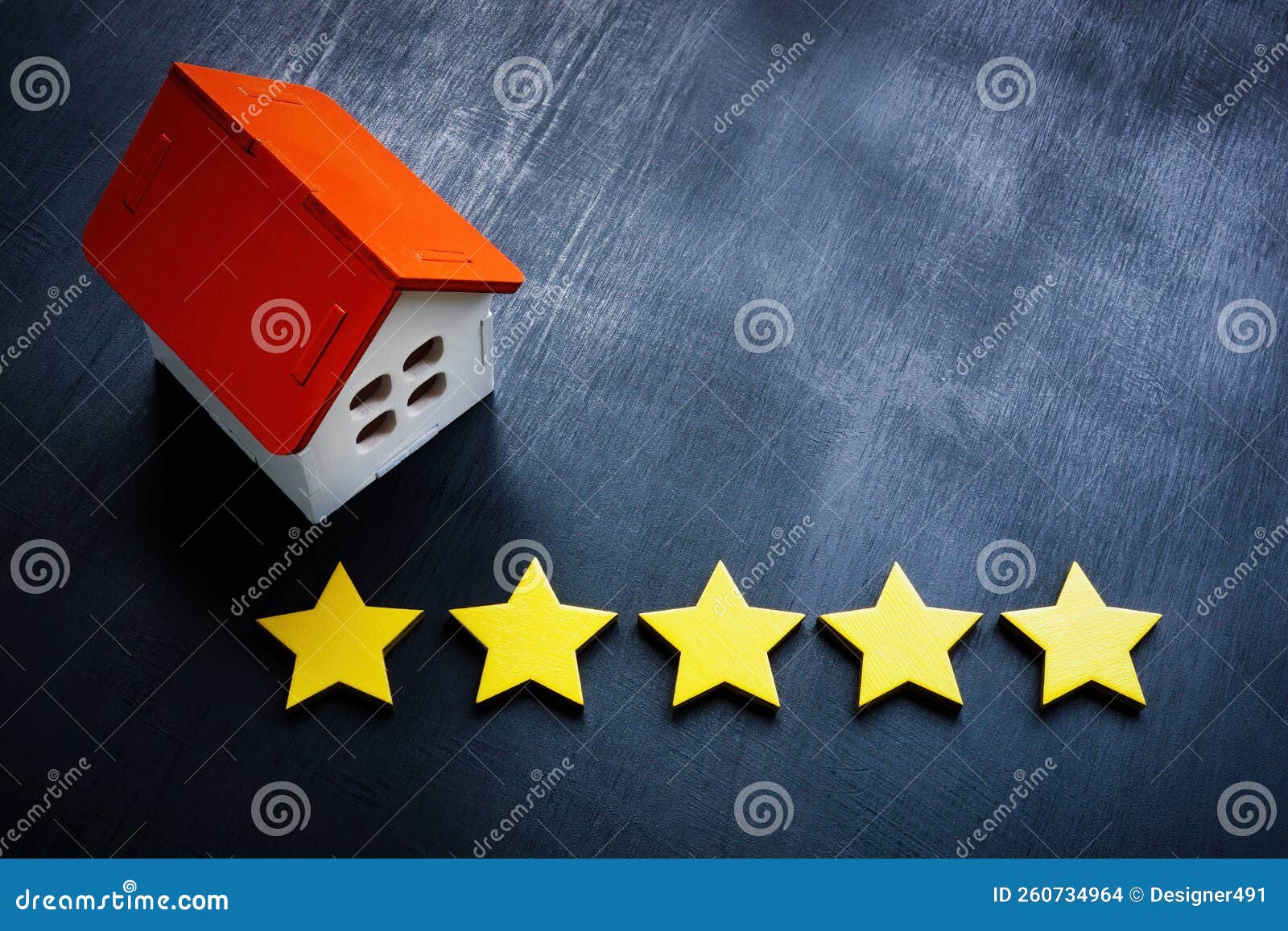 Model of Home and Five Stars. Real Estate Appraisal Concept Stock Photo ...