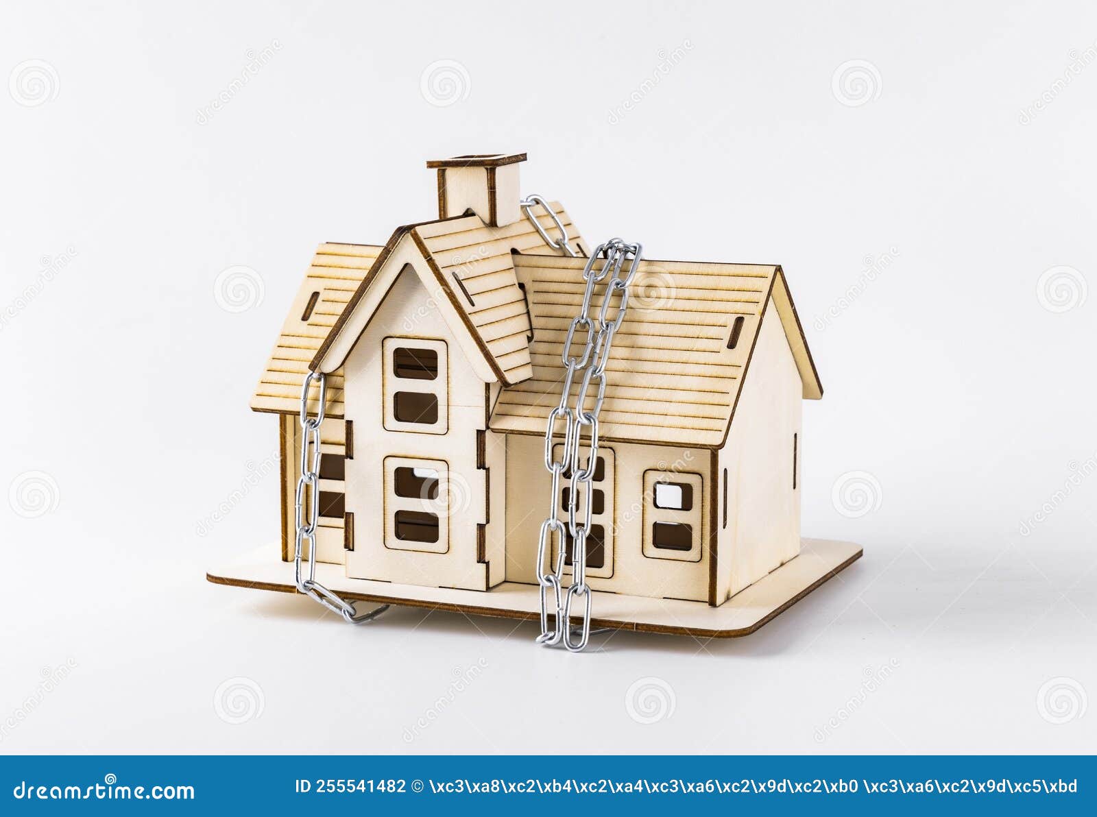 A Model of a House Bound with Chains Stock Photo - Image of design ...