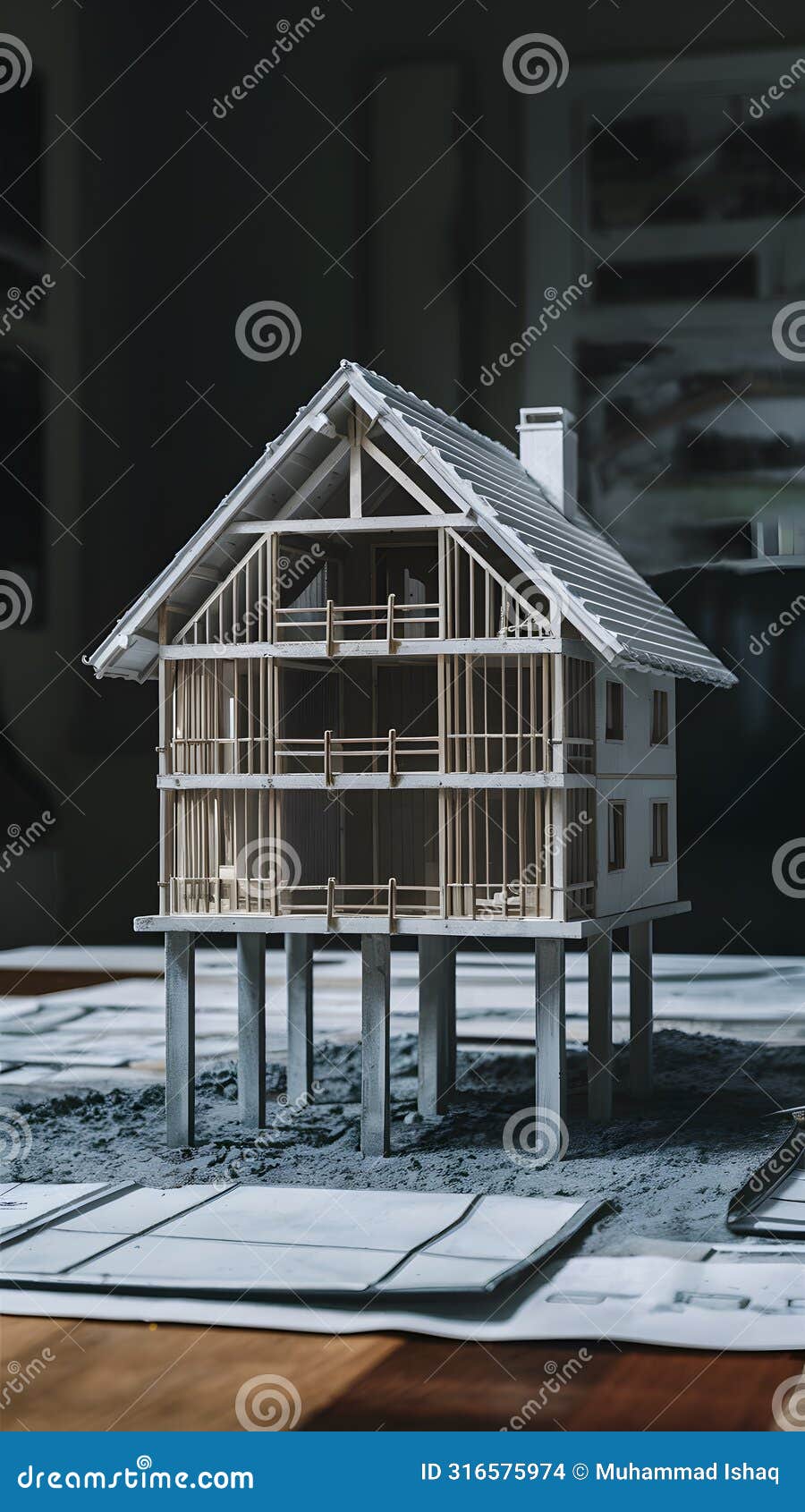 Model of House Building Standing on Architectural Project Photo ...