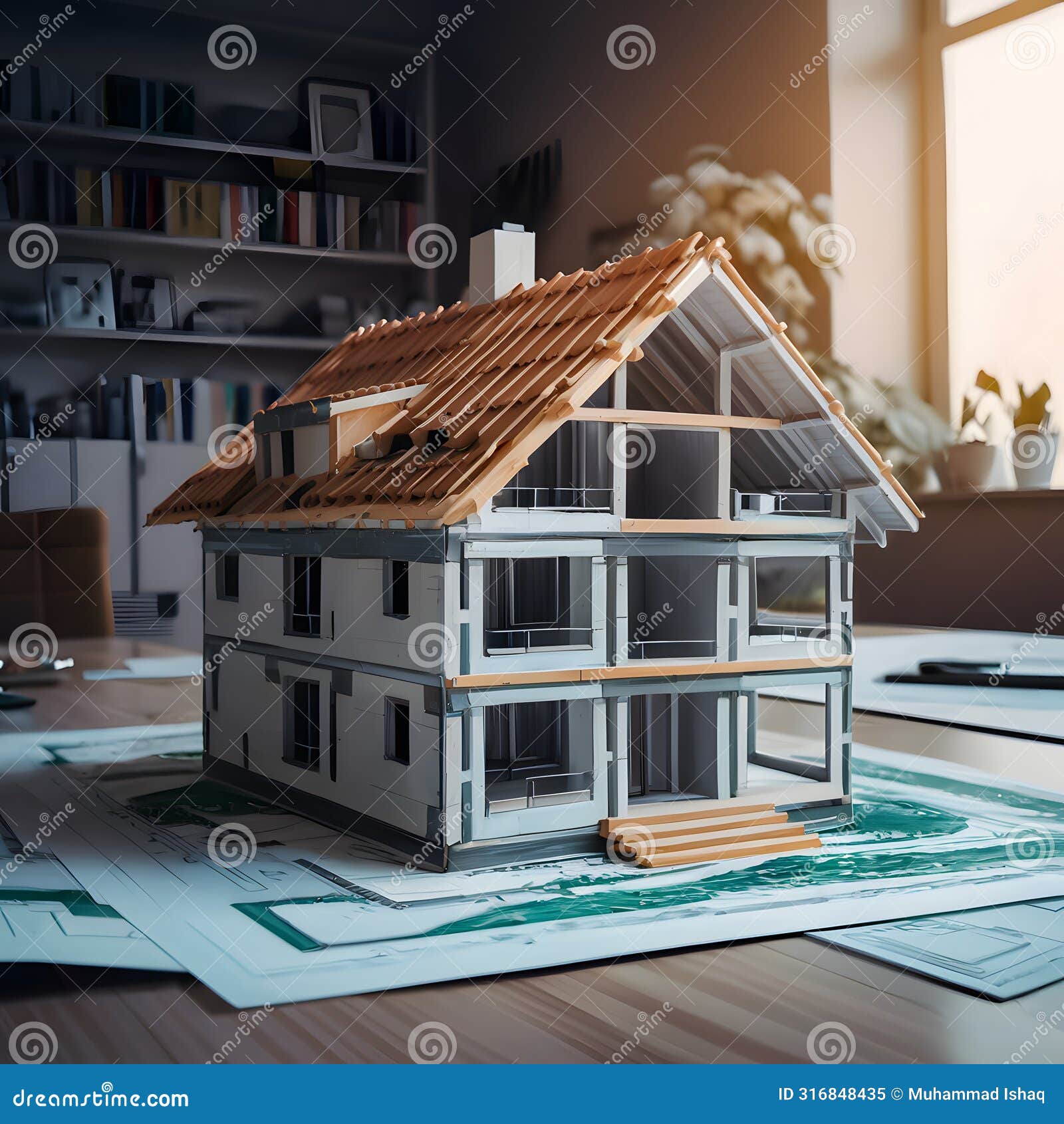 Model of House Building Standing on Architectural Project Photo ...