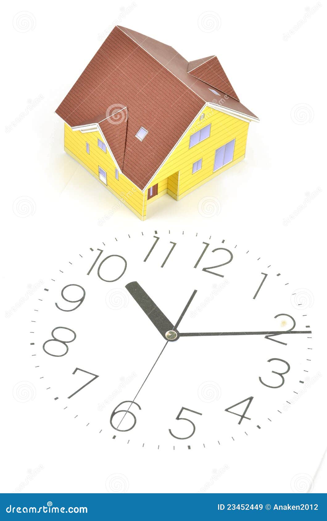 Model house and clock face stock image. Image of residential - 23452449