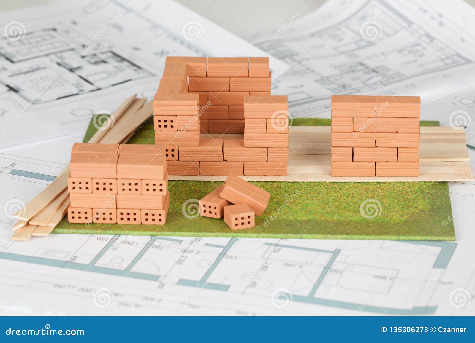 Model House Construction with Brick Stock Image - Image of real ...