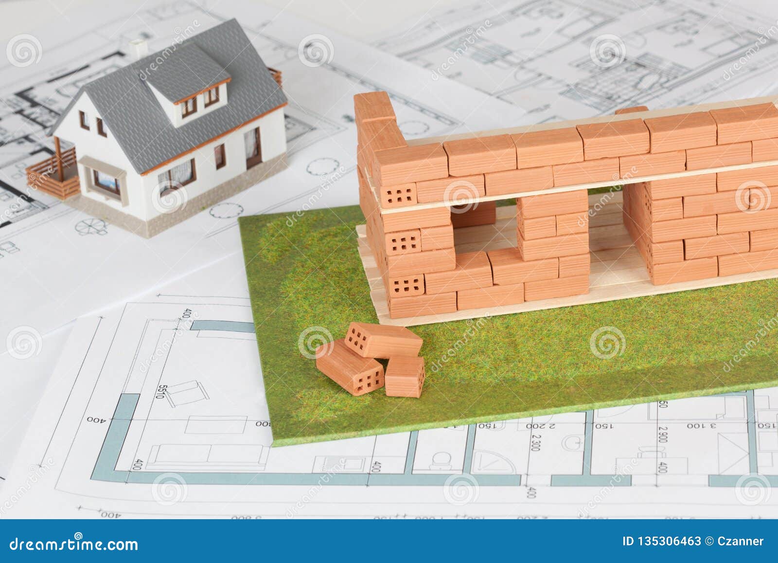Model House Construction with Brick Stock Image - Image of building ...